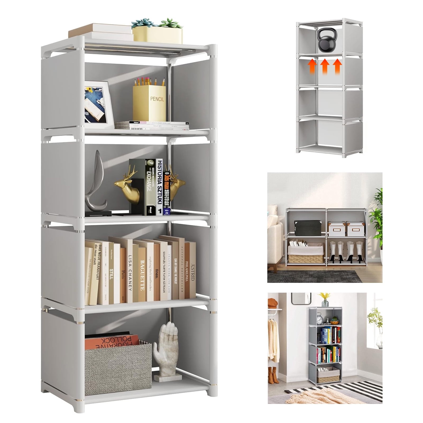 HechoVinen 4 Tier Ladder Bookcase Storage Rack Bookshelf Bookcase ...