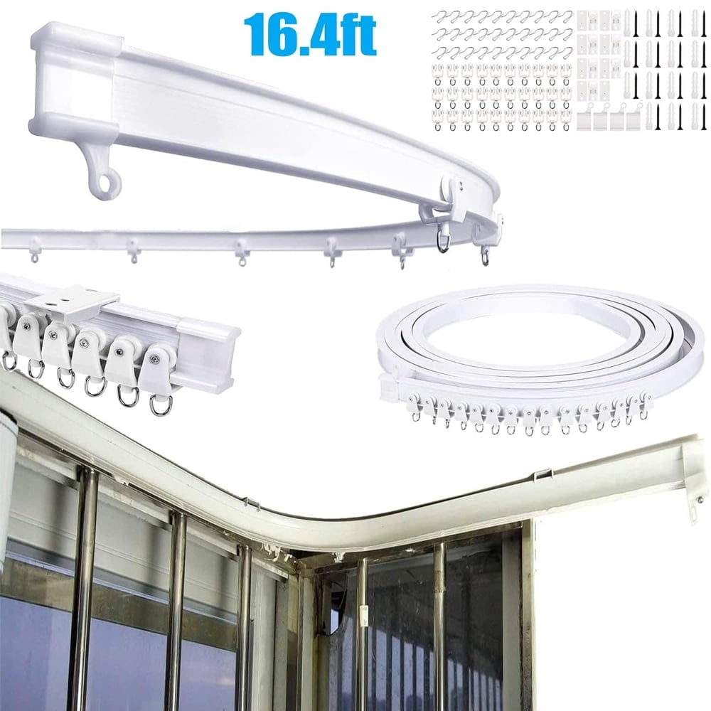 HechoVinen Ceiling Curtain Track 5 Meters/ 16.4 ft Mount Curved Ceiling ...