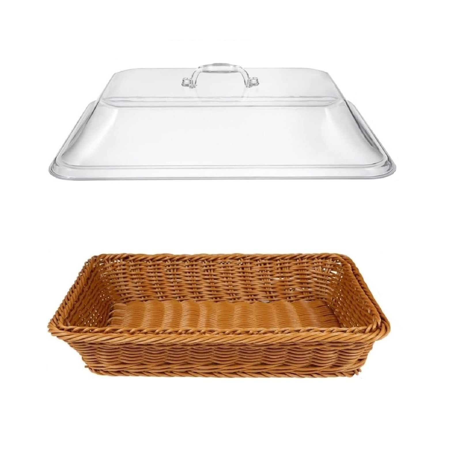 Hecteas Food Storage,Storage Rack,Wicker Basket with Acrylic Lid Wicker ...