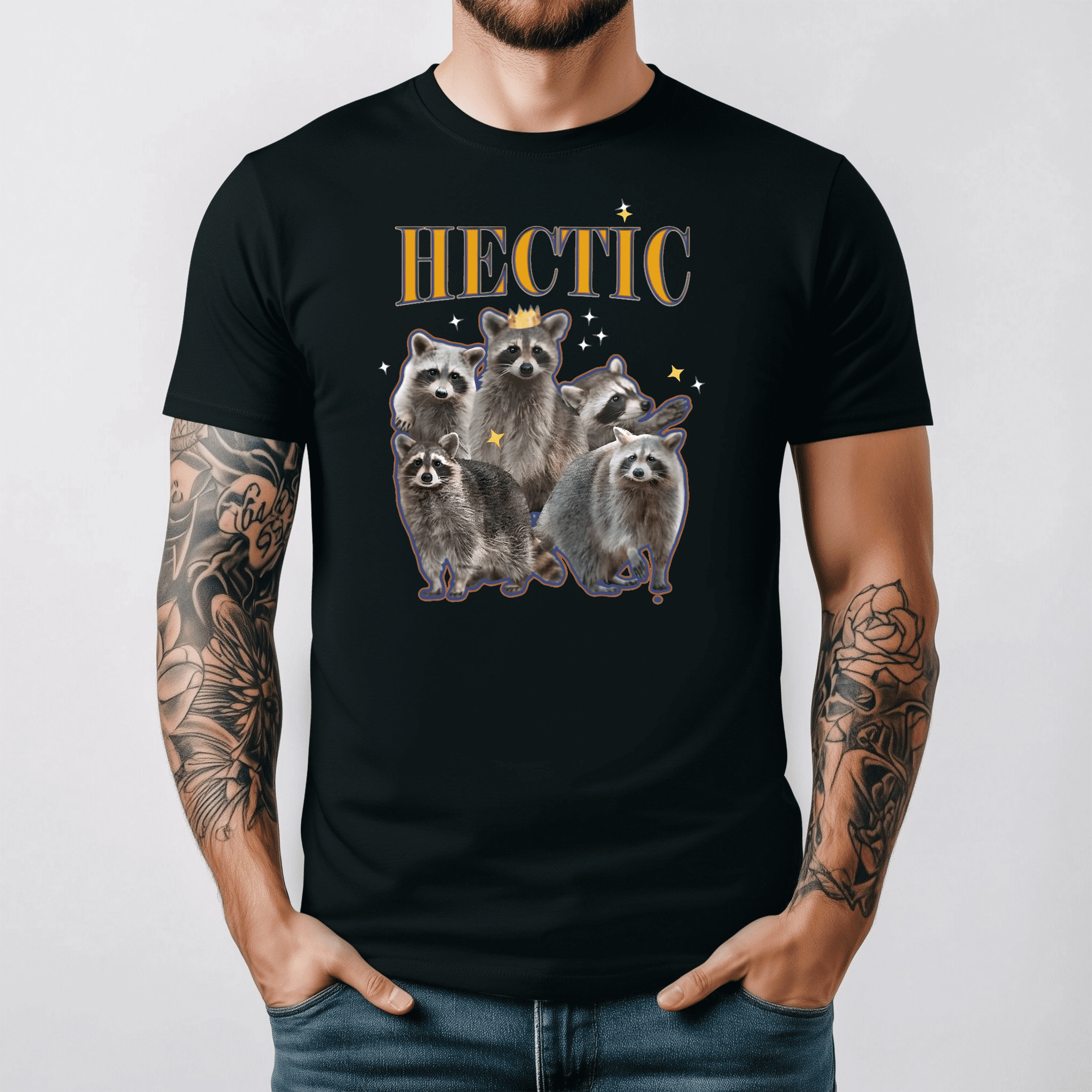 Hectic Raccoon Funny Animal Lover Graphic Everyday Apparel V14374,for ...
