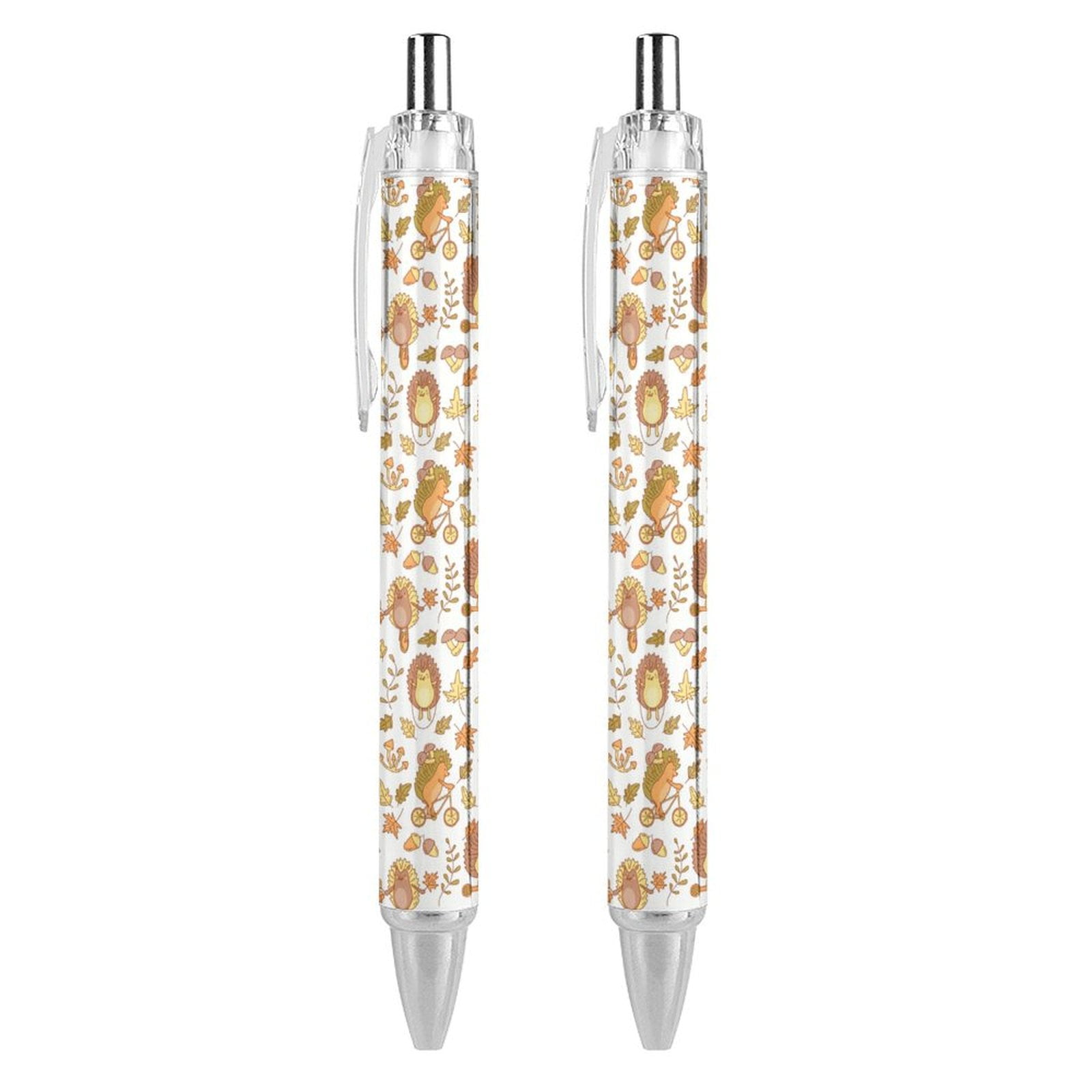 Hedgehog And Mushroom Leaves Ballpoint Pen Retractable Pens Black ...