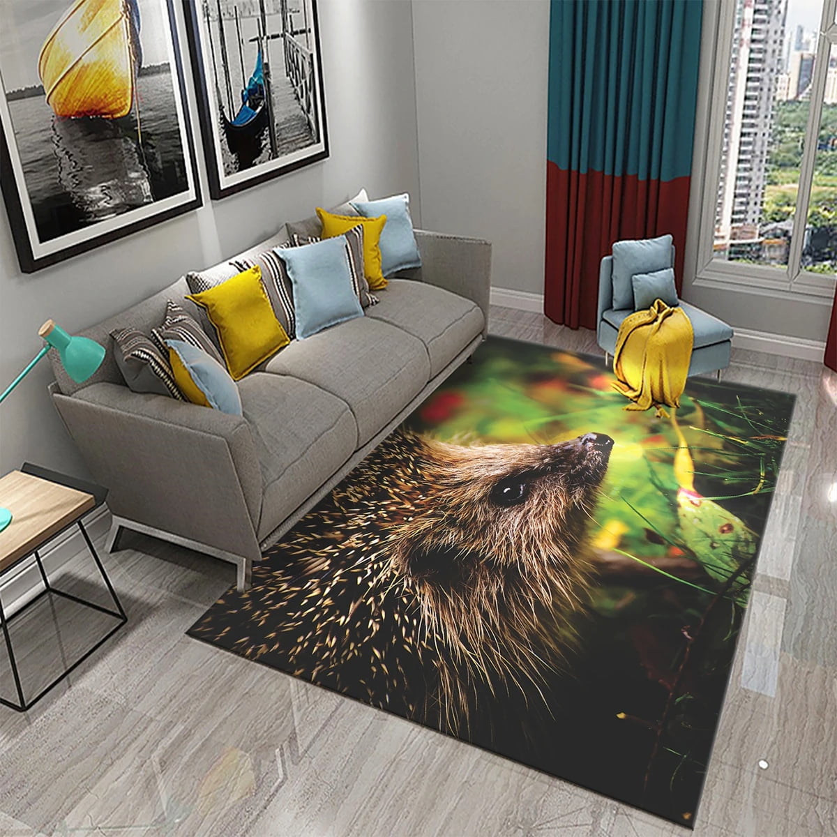 Hedgehog Animal 3D Rugs Living Room Soft Bath Mats Room Decor Rugs ...