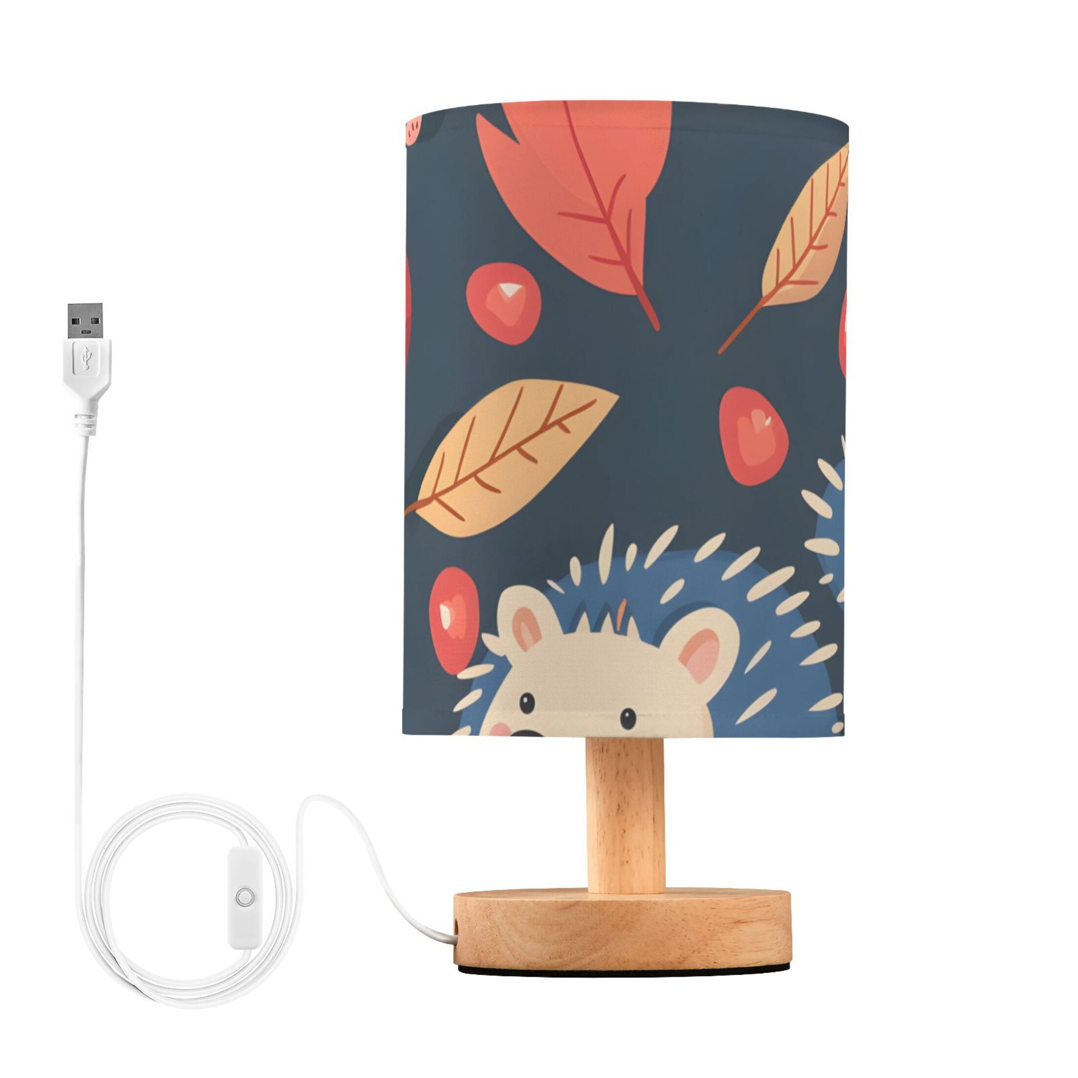 Hedgehog Apple Table Lamp USB Bedside Desk Nightstand Lamp Printed ...