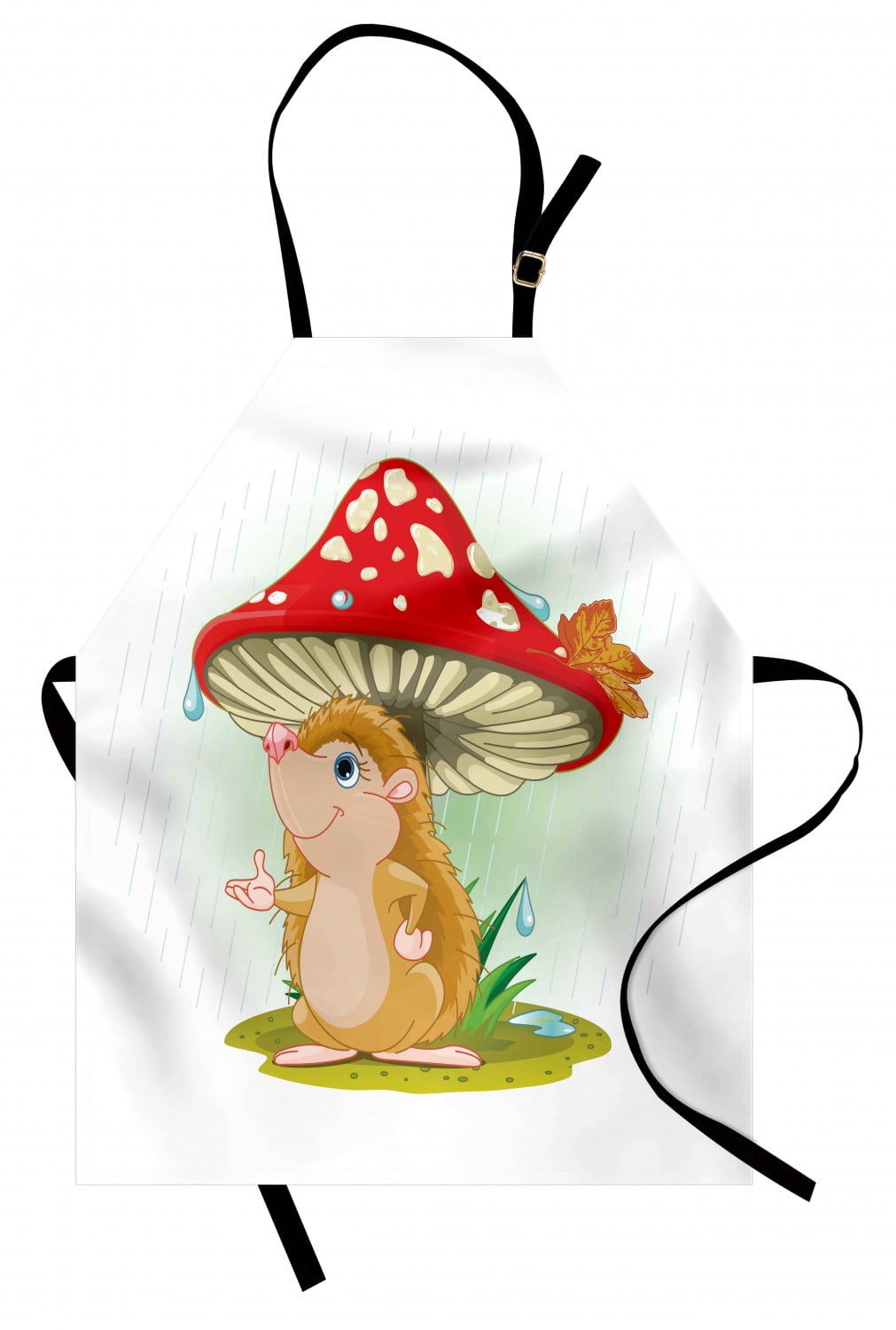 Hedgehog Apron Cute Hedgehog Sheltering from the Rain under an ...
