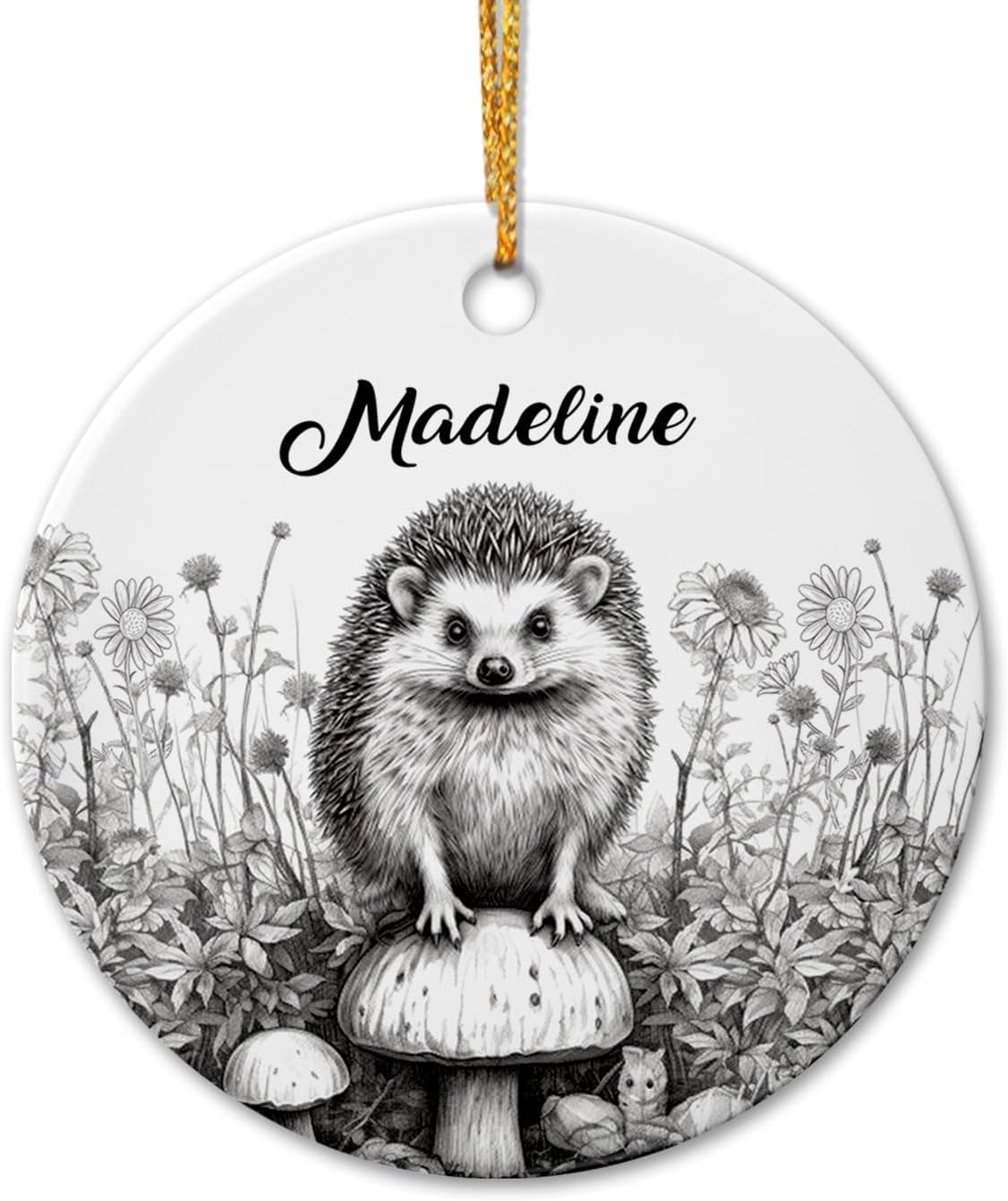 Hedgehog Ceramic Ornament Christmas 2025, Personalized Pencil Drawing ...