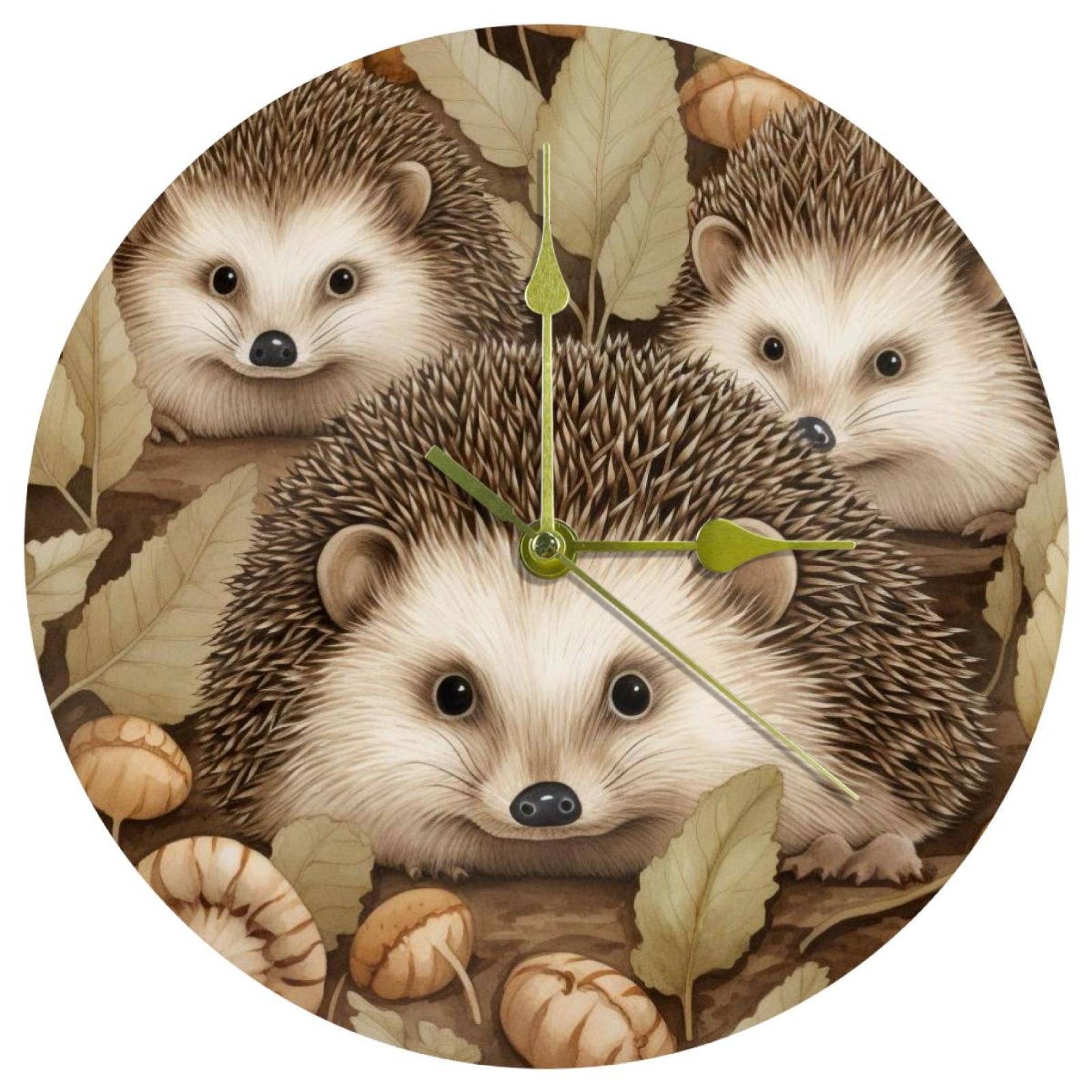 Hedgehog Circular Acrylic Wall Clock for Modern Décor - Silent ...