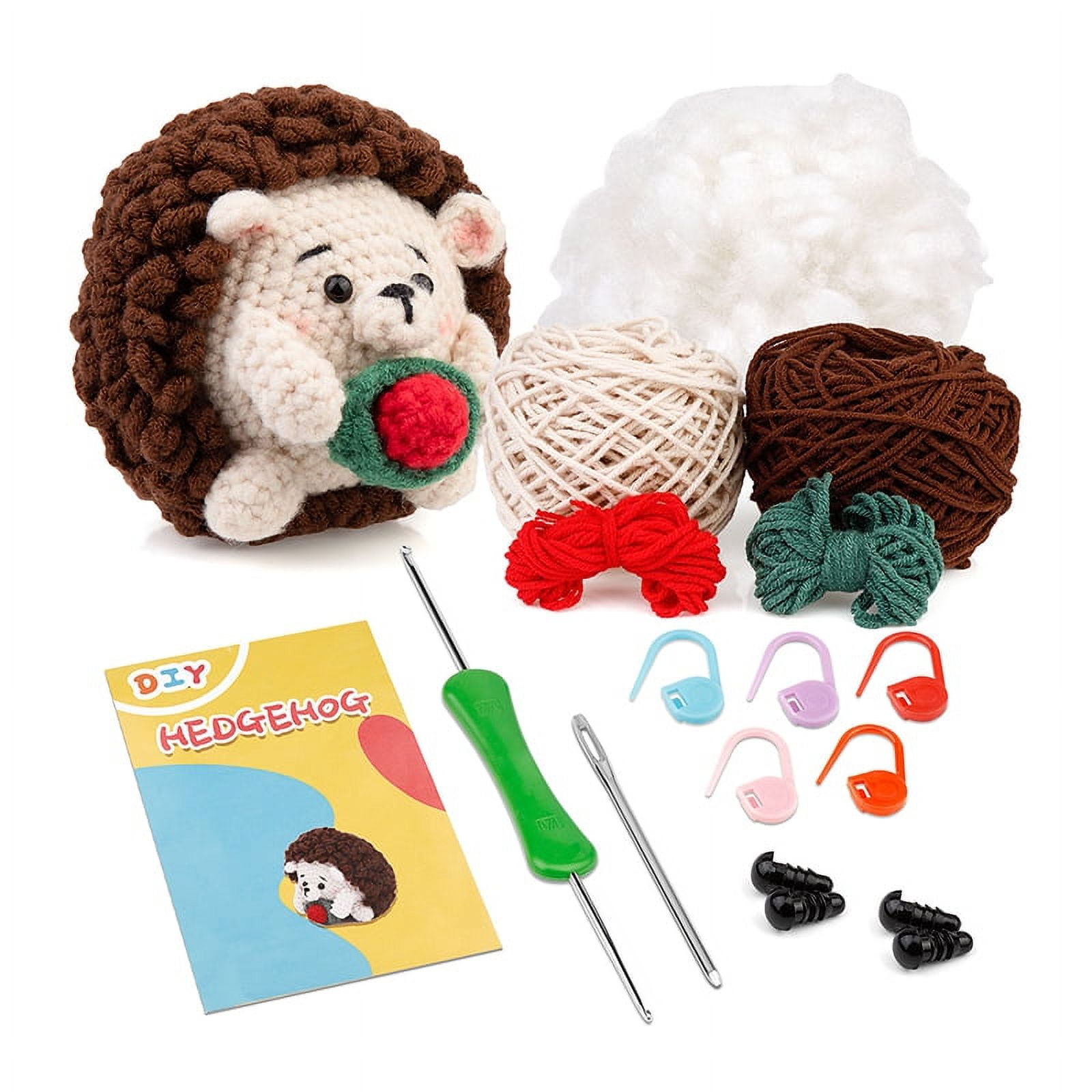 Hedgehog Crochet Kit for Beginners, Crochet Animal Kit with Video ...