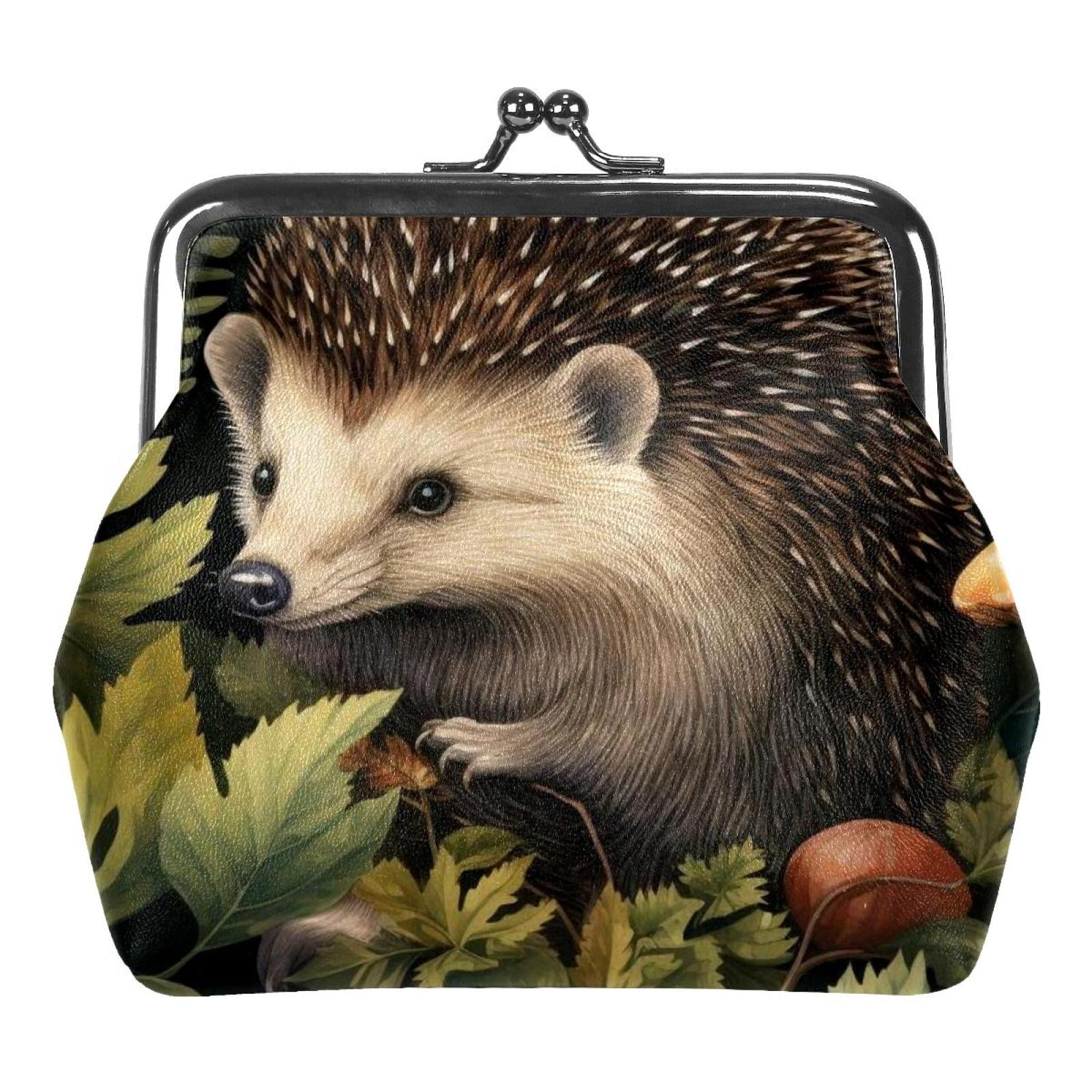 Hedgehog Elegant Black Coin Purse with 0.7 Microfiber Interior and 4 ...