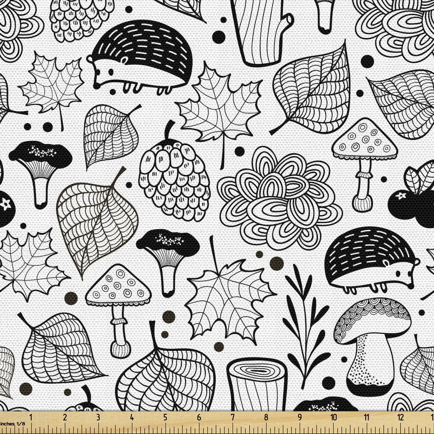Ambesonne Hedgehog Fabric by the Yard Upholstery, Ecological Woodland ...