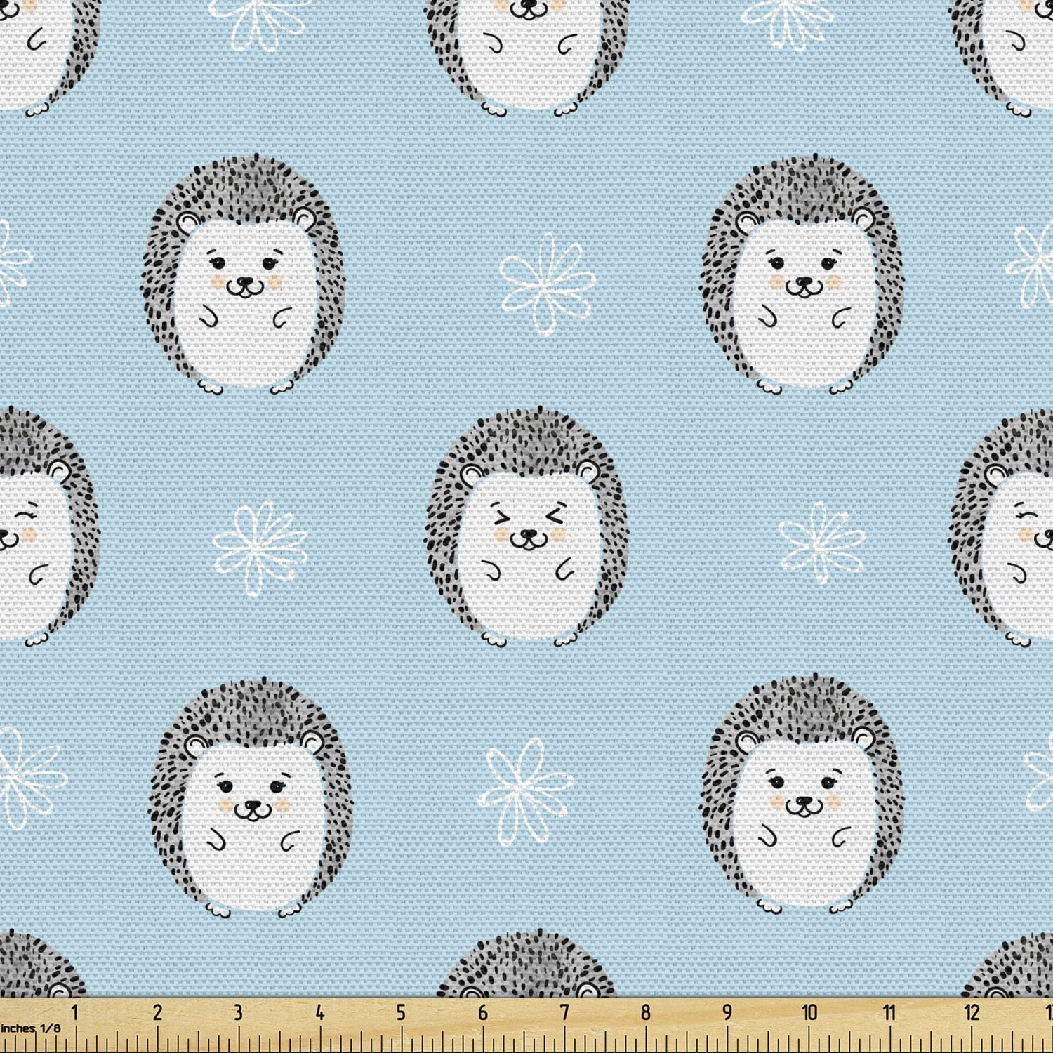 Ambesonne Hedgehog Fabric by the Yard Upholstery, Smiling Animal ...