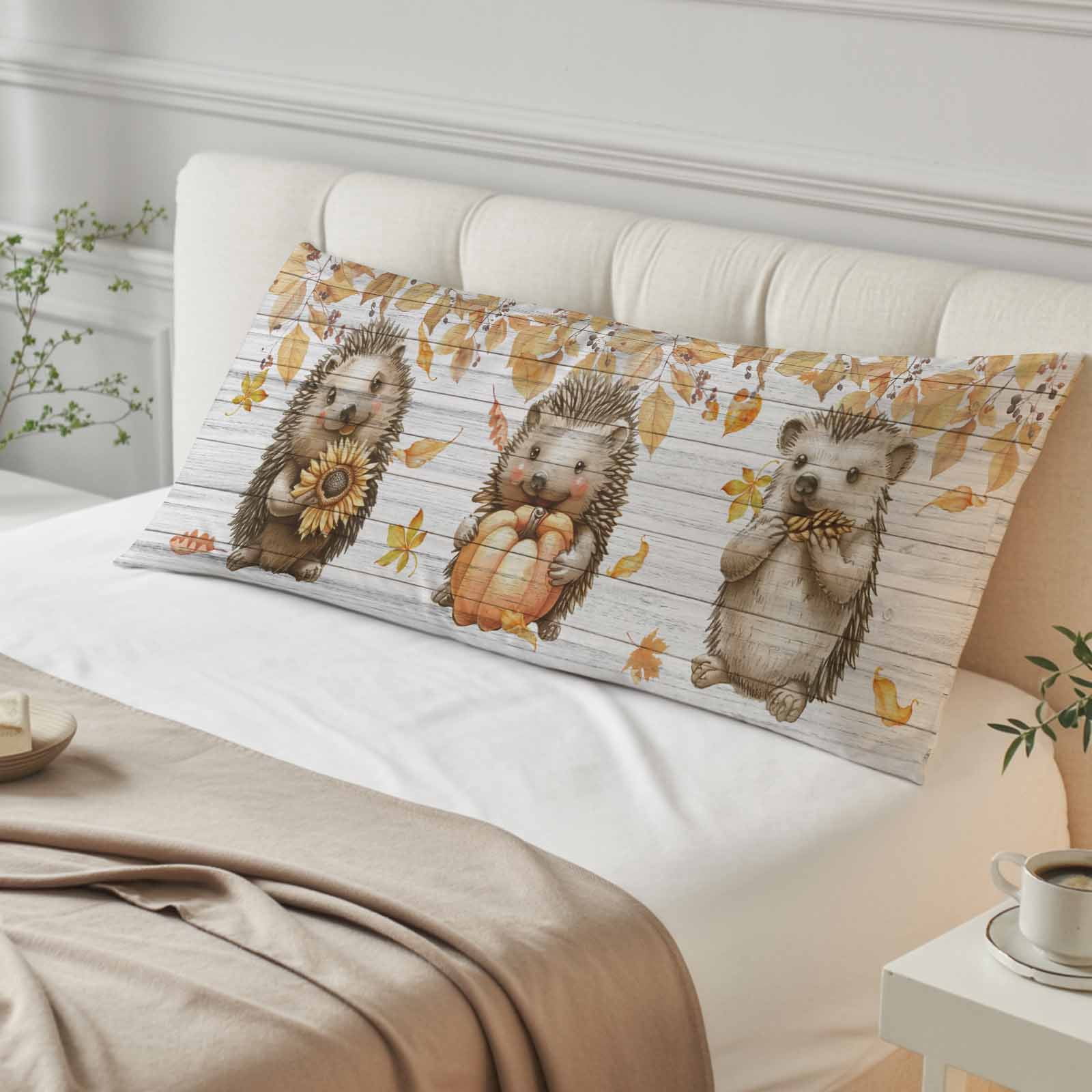 Hedgehog Fall Body Pillow Cover, Pillowcase Protectors with Zipper ...