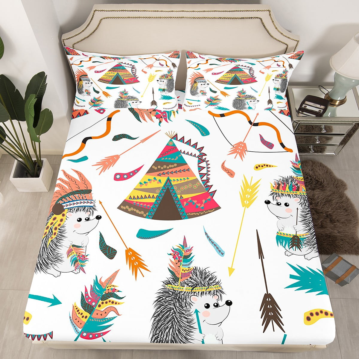 Hedgehog Fitted Sheet Full Arrow Western Bed Sheets,Southwestern Aztec ...