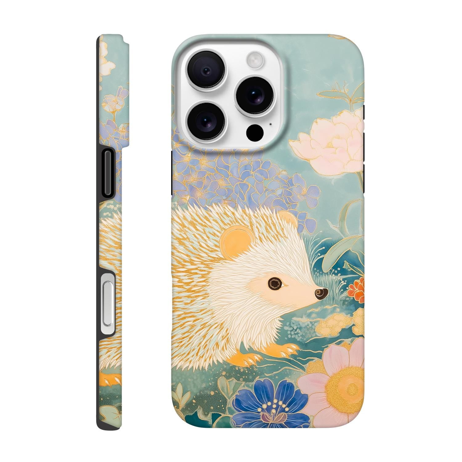 Hedgehog Floral Glow Phone Case Cottagecore Nature Art for iPhone 17 ...