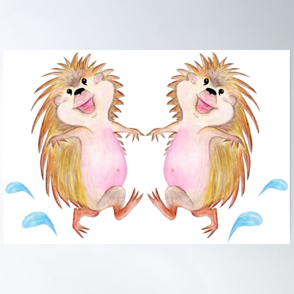Hedgehog Friends- Vintage Wall Arttrendy Retro Print Room Decor Wall ...