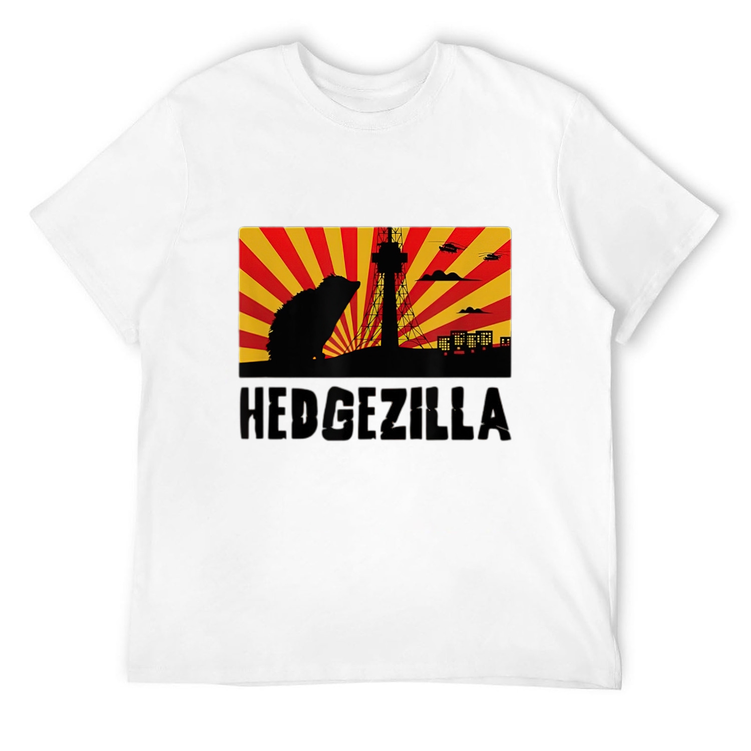 Hedgehog Graphic Hedgezilla New! Rising Sun Design T-Shirt White Large ...