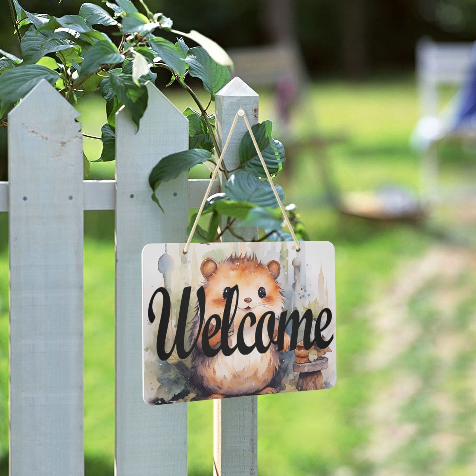 Hedgehog Mouse Leaves Welcome Sign for Front Door Porch Wreath Door ...