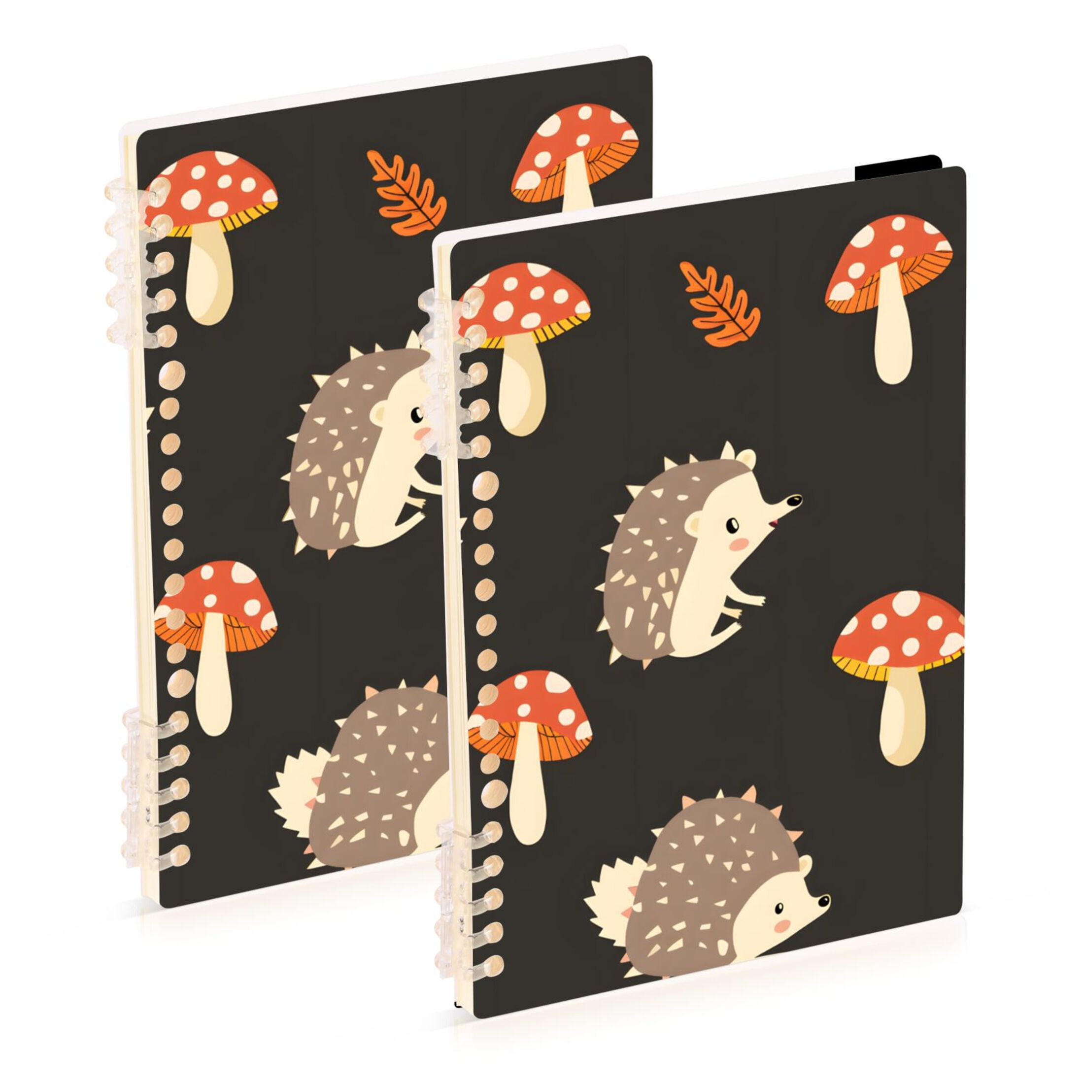 Hedgehog Mushroom Ring Binder Notebook Journey Note Diary College Ruled ...