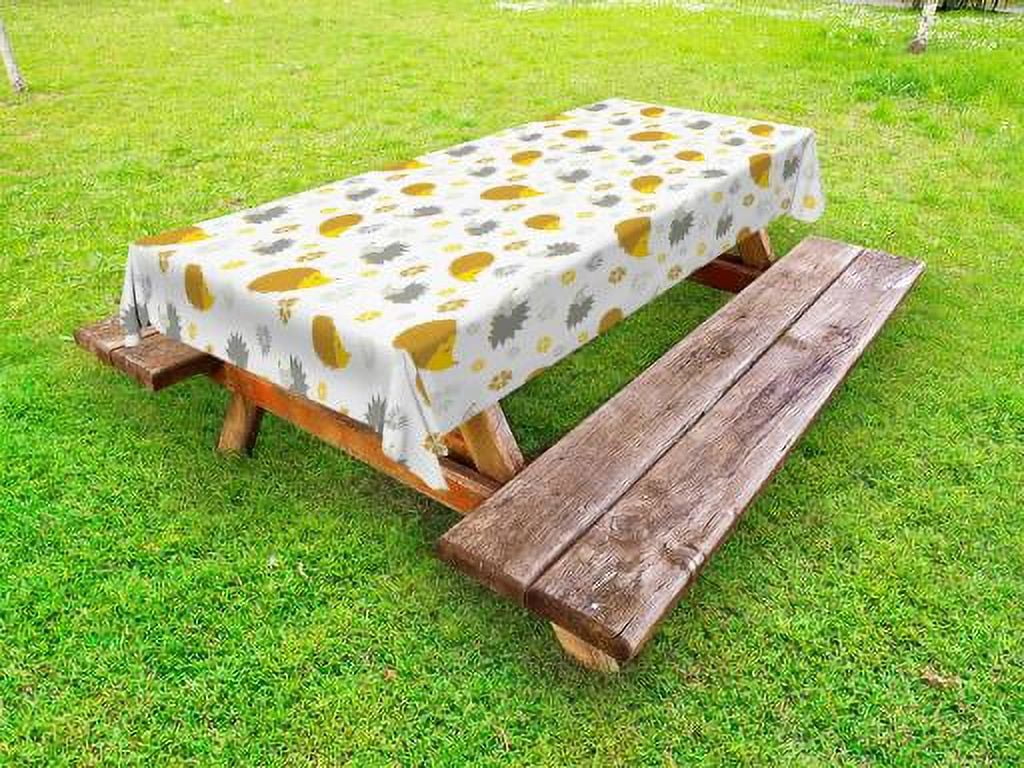 Hedgehog Outdoor Tablecloth, Autumn in Woods Theme Different Wildlife ...
