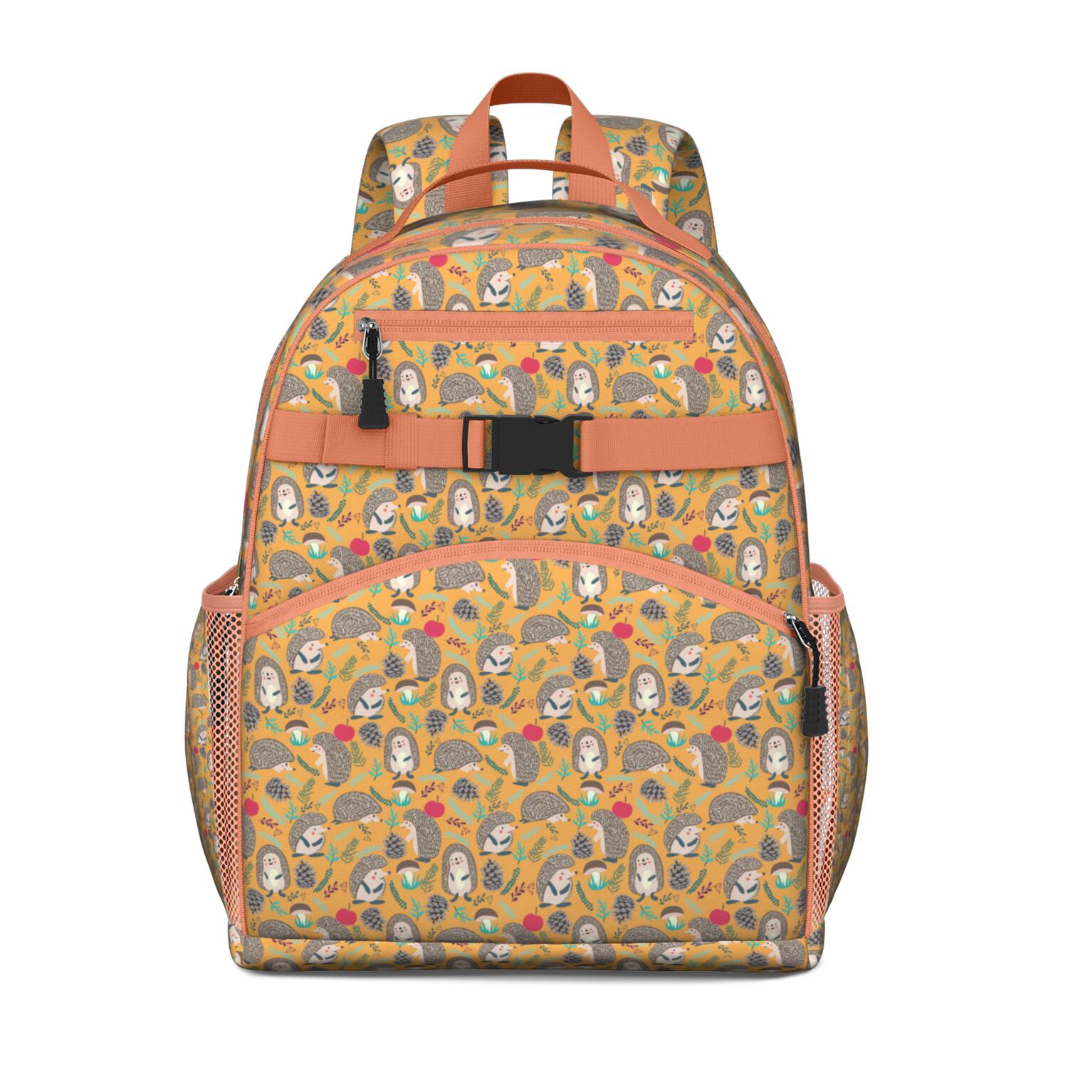 Hedgehog Pattern Toddler Backpack Cute Cartoon Forest Design with Trees ...