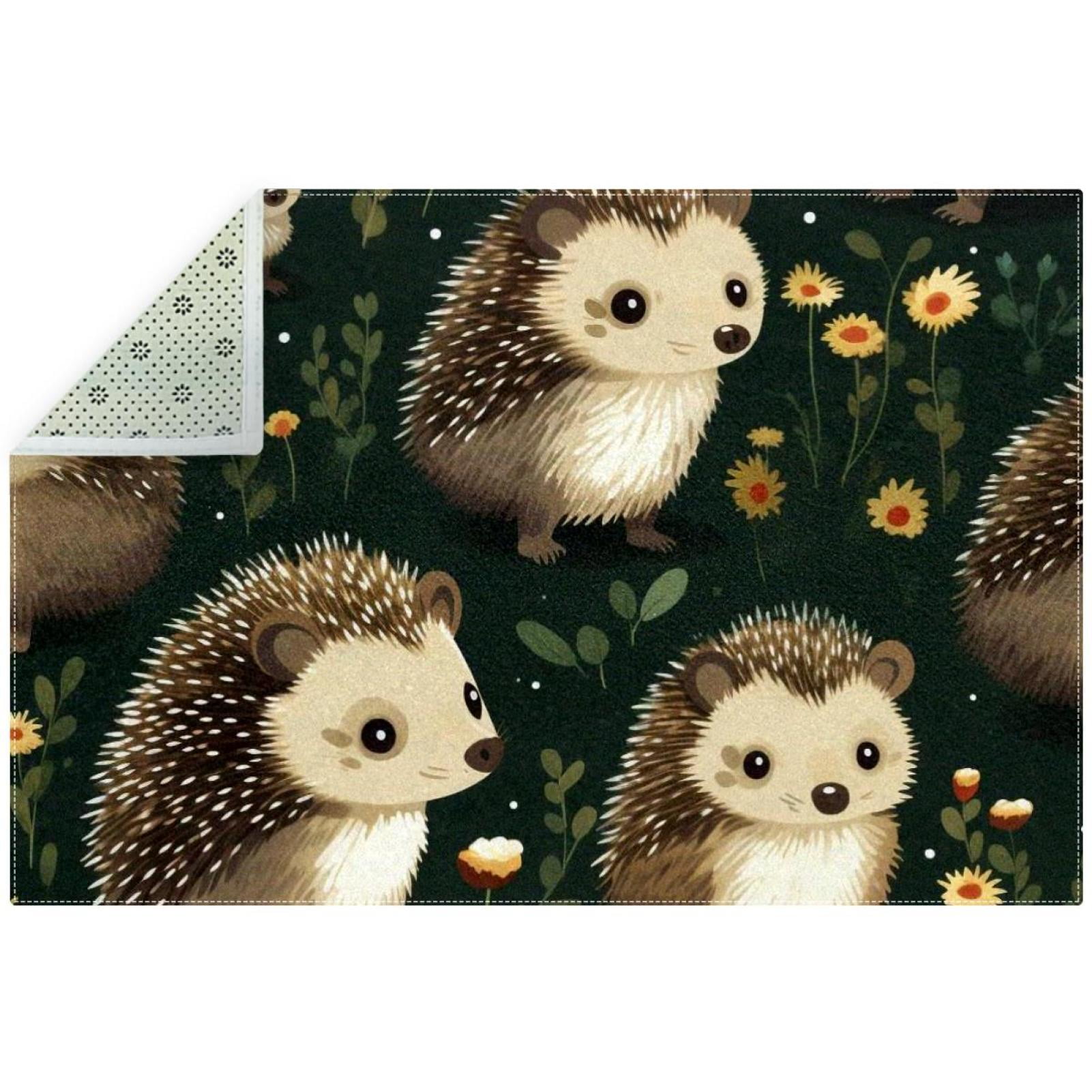 Hedgehog Polyester Welcome Mat - Indoor/Outdoor Door Mat with Right ...
