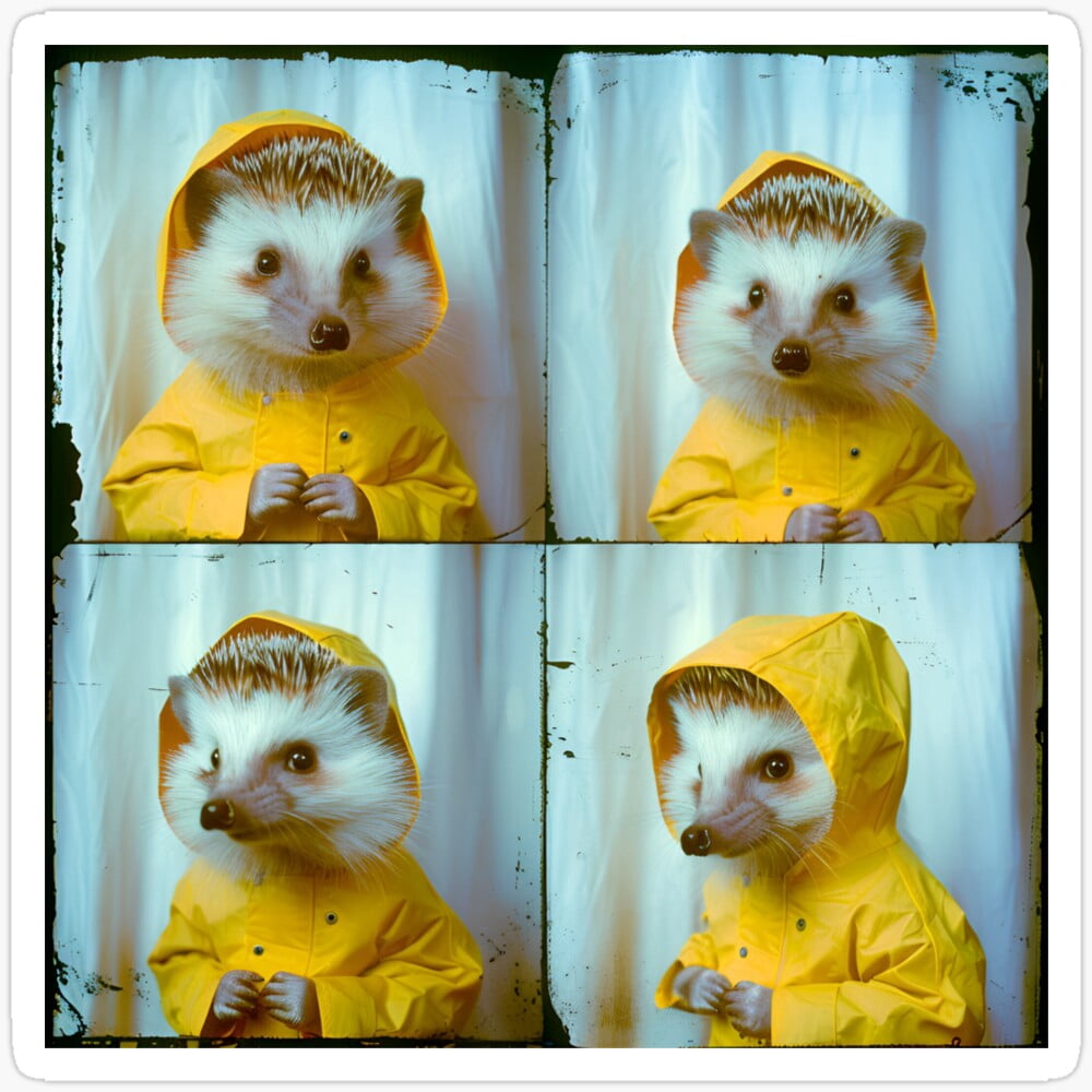 Hedgehog In Raincoat Cute Animal Photobooth Art For Hedgehog Lovers ...