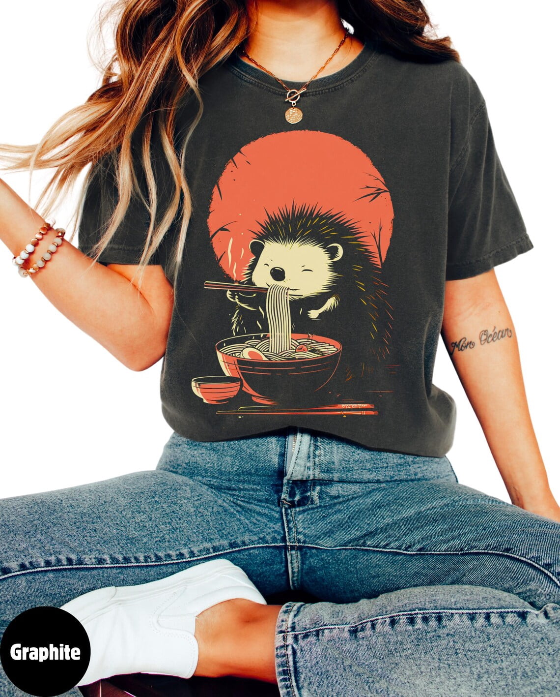Hedgehog Ramen Japanese Noodle Kawaii Foodie Apparel T-Shirt - Walmart.com