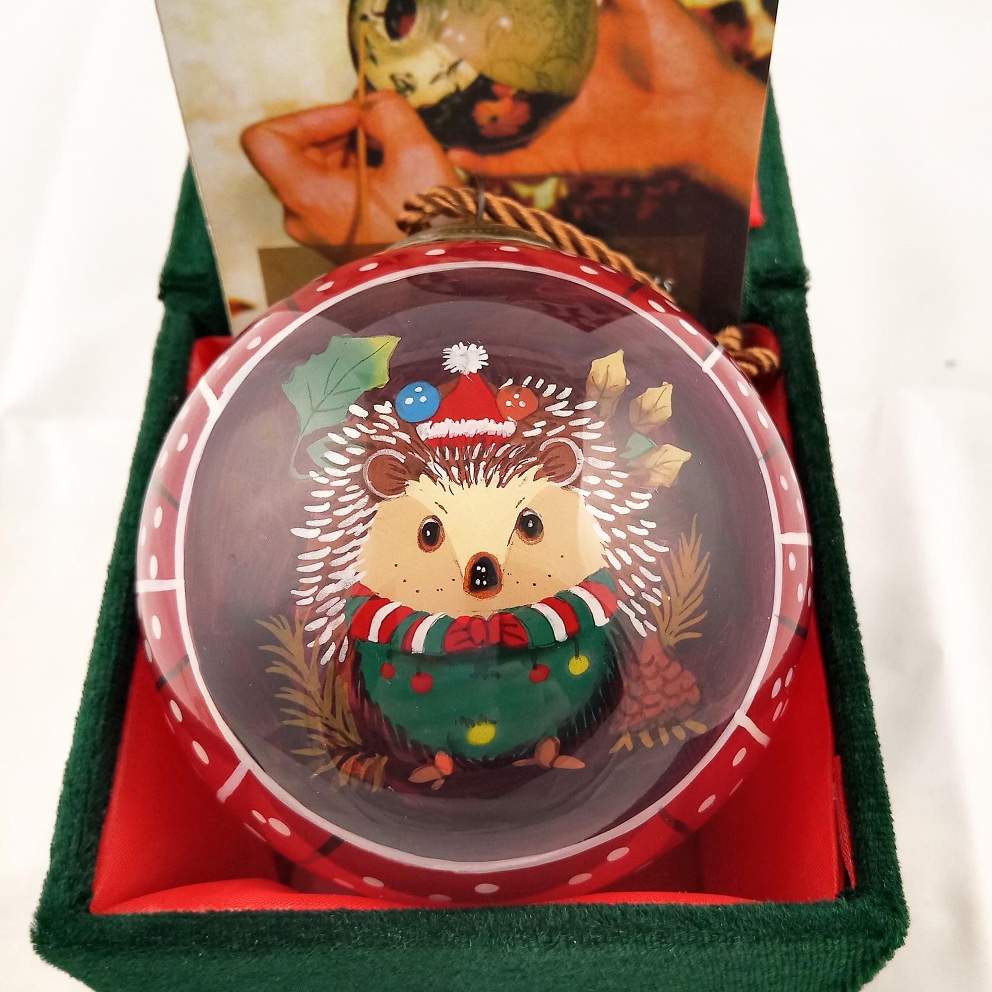 Hedgehog Red - Inside Painted Glass Ornament with Premium Gift Box ...