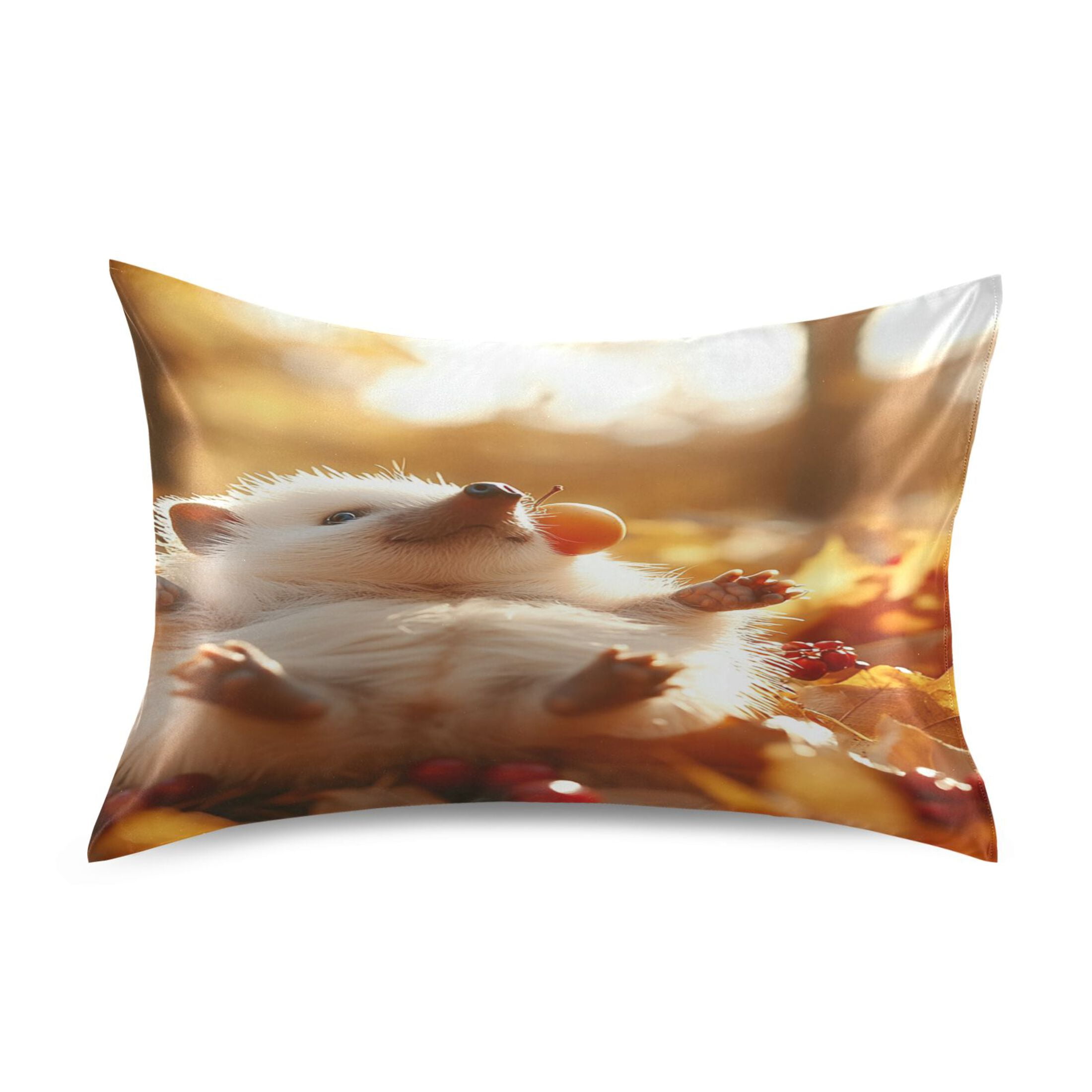 Hedgehog Satin Pillowcase 20''x30'' Double-Sided Print Soft Wrinkle ...