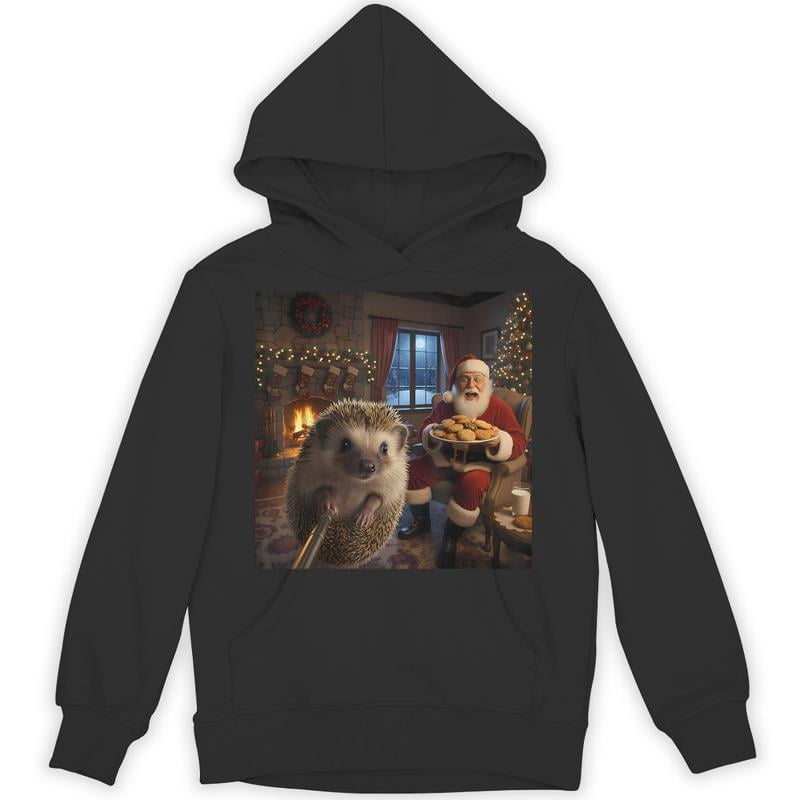 Hedgehog Selfie With Santa Claus Funny Christmas Meme Holiday Animal ...