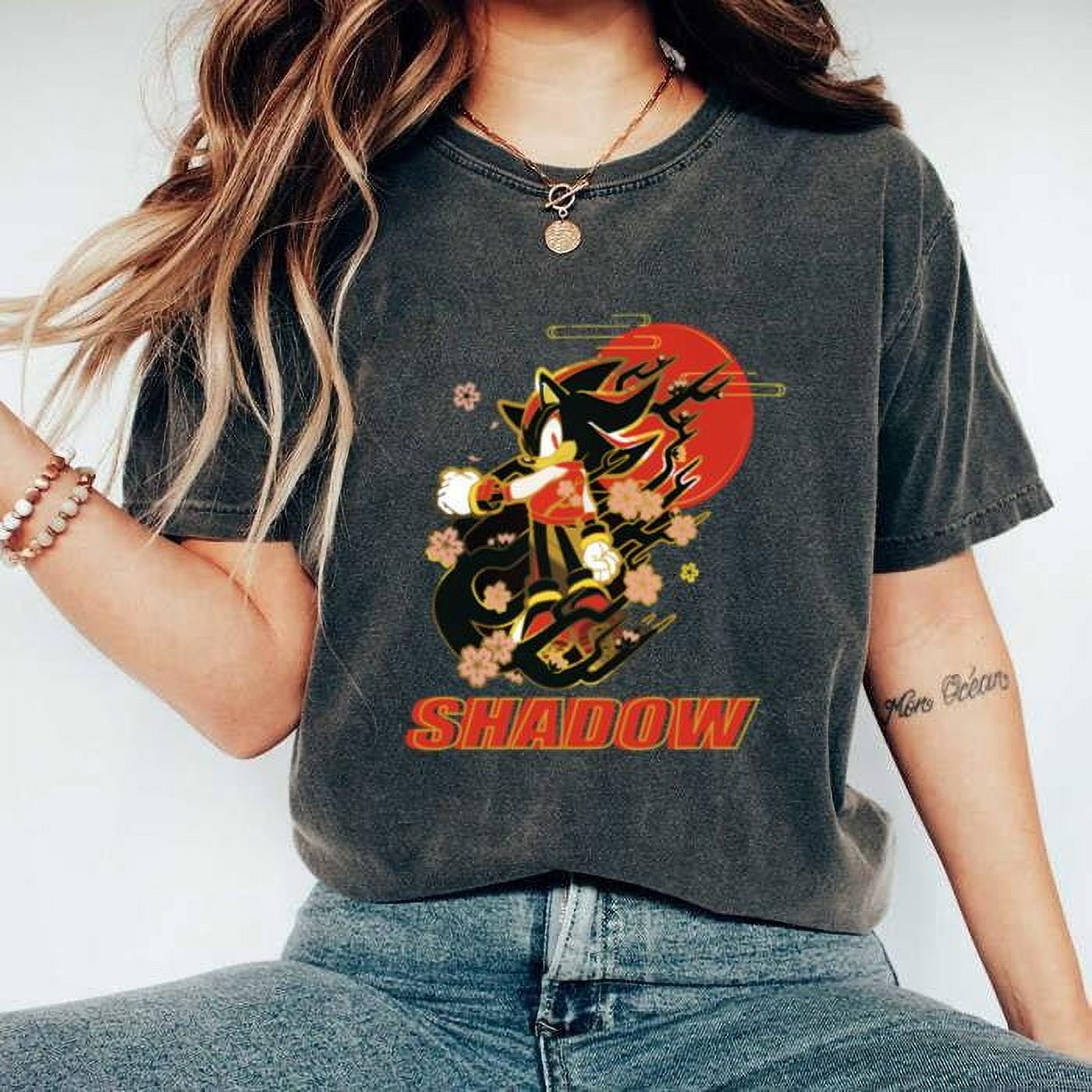 Hedgehog Shadow Sakura Boyfriend Fit Sega Style Comfort Color T-Shirt ...