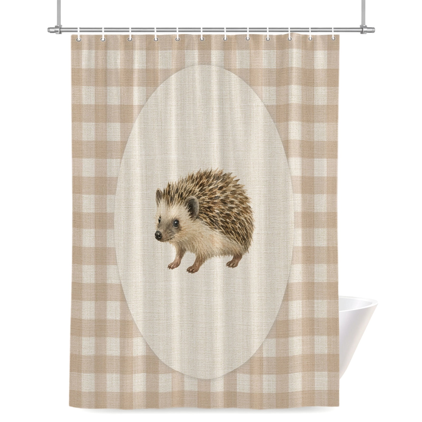 Hedgehog Shower Curtains for Bathroom, Retro Modern Hedgehog Linen ...