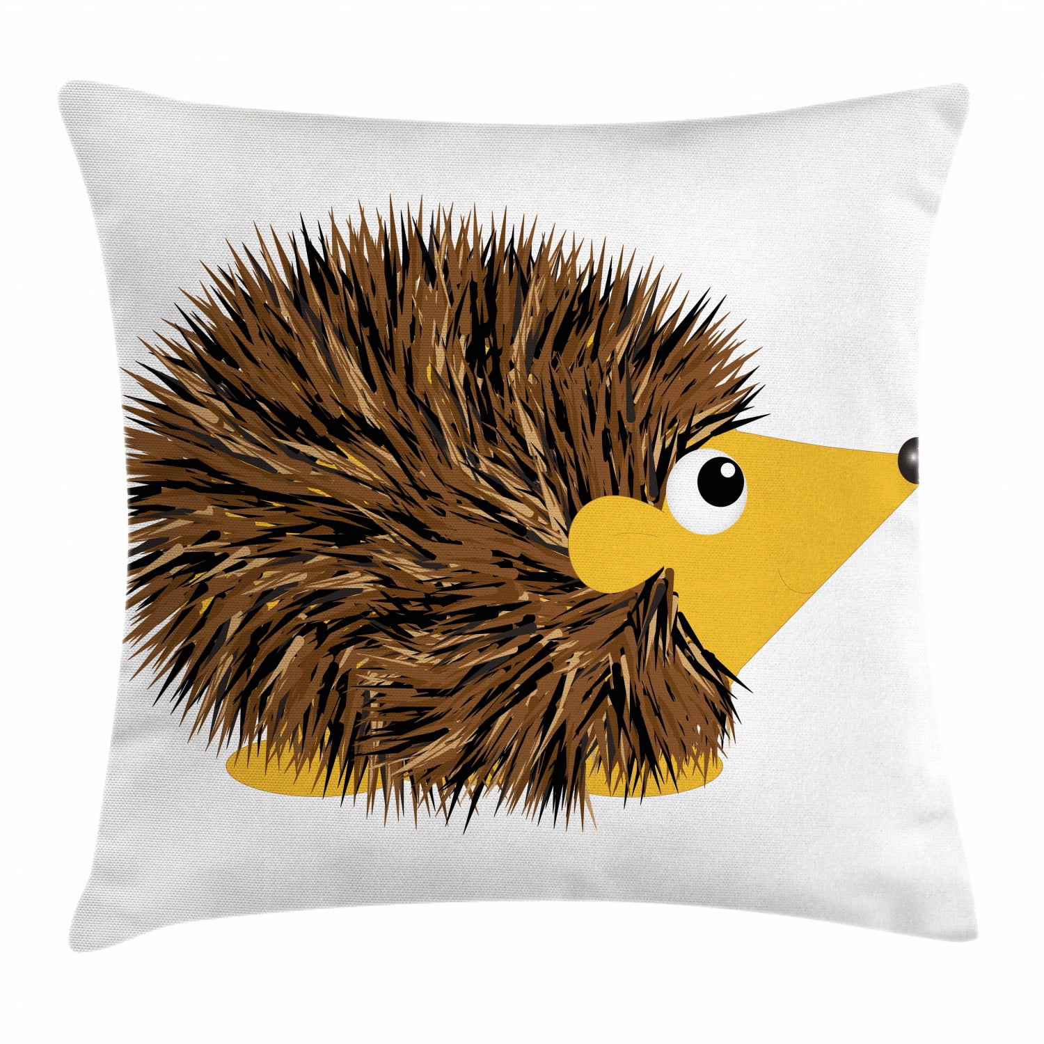 Hedgehog Throw Pillow Cushion Cover, Cartoon Animal with a Happy Smile ...
