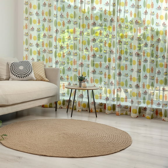 Birds Tulle Curtains with Rod Pocket, Nautical Cartoon Elements Ships ...