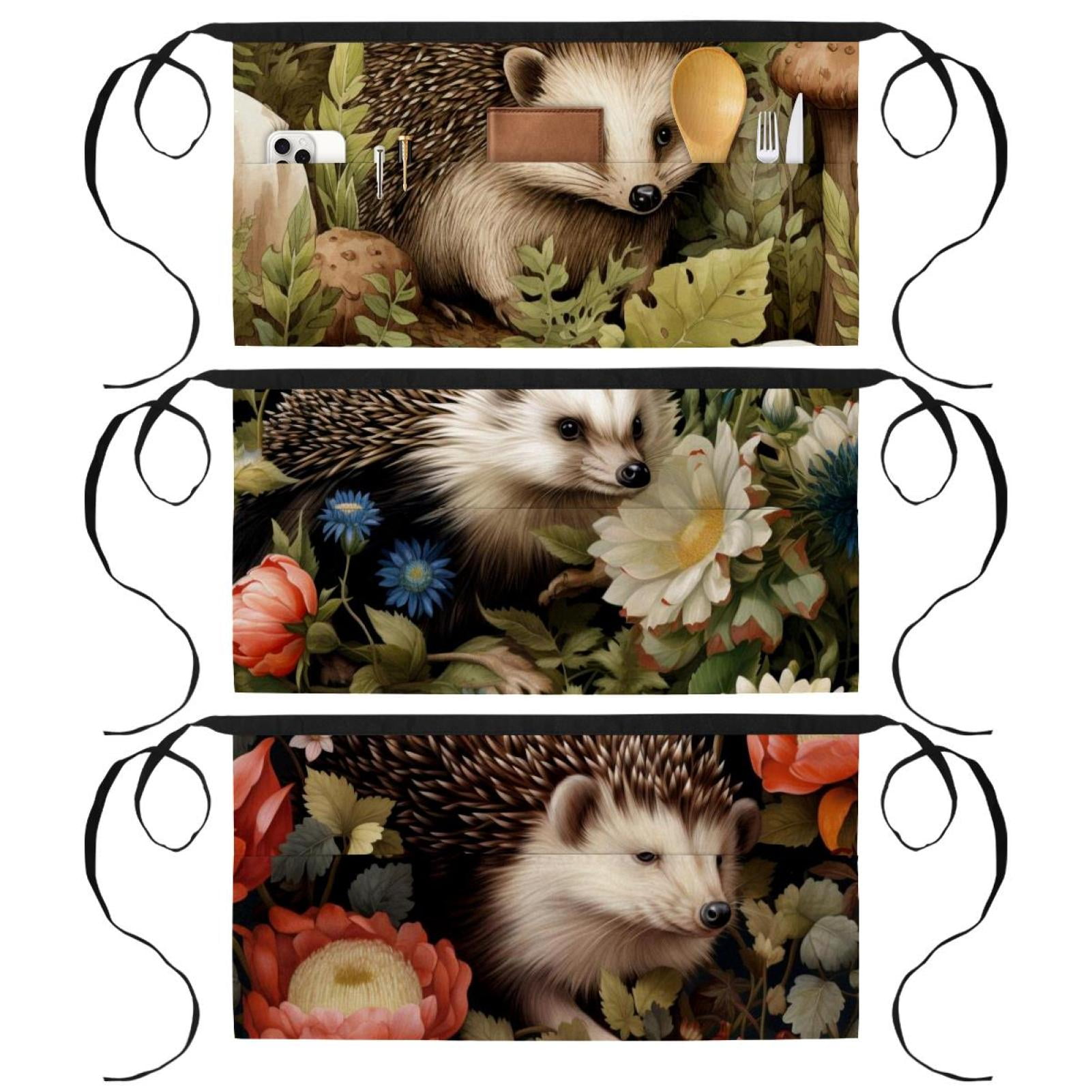 Hedgehog Work Apron with 3 Pockets, Printed - Waitress Apron, Waist ...