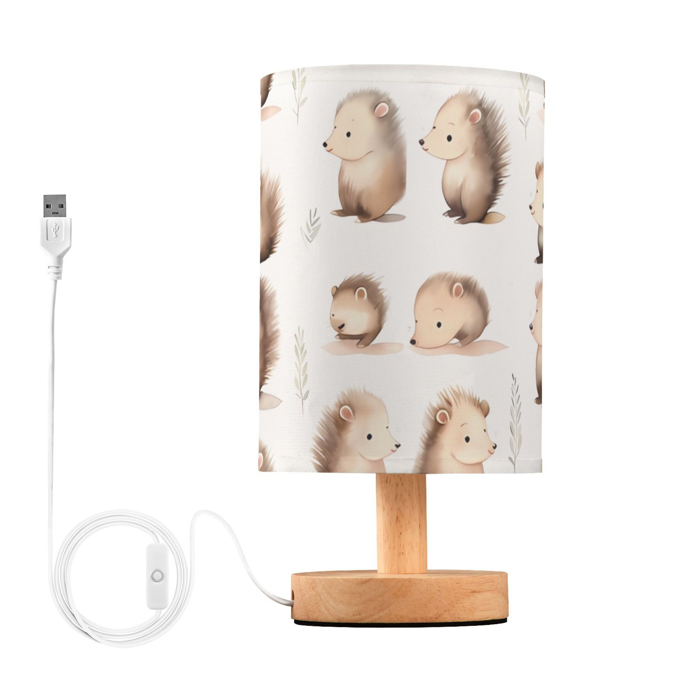 Hedgehogs Bedside Table Lamp LED Warm Lights with USB Charging Port ...