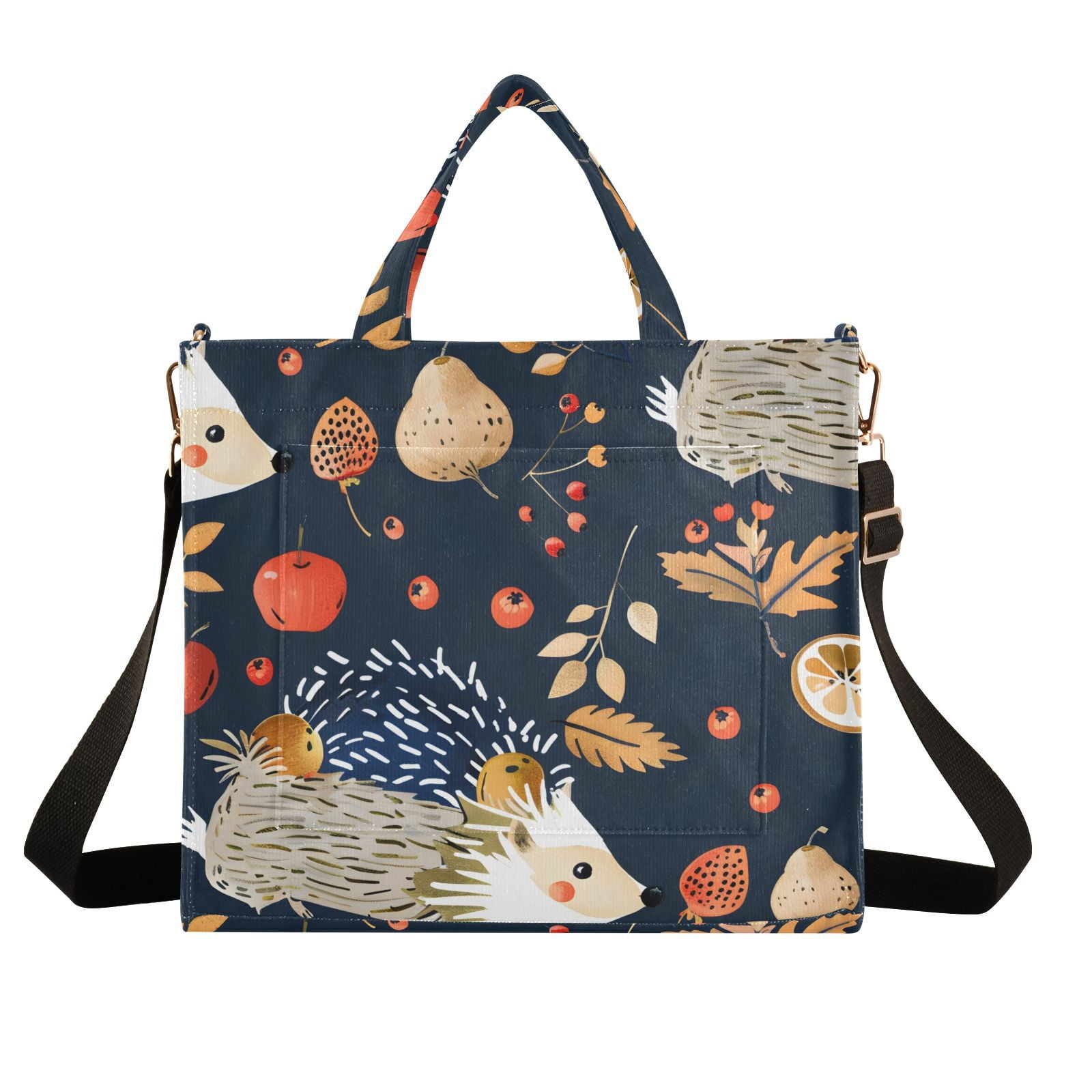 Hedgehogs Fruit Leaves Corduroy Tote Bag Handbag Large Messenger Bag ...