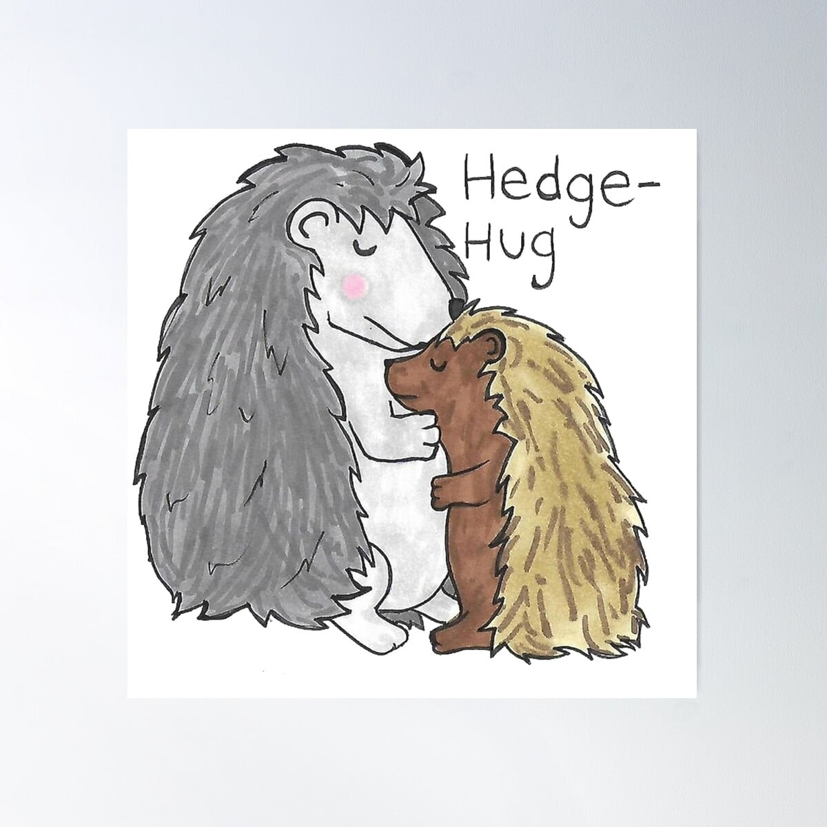Hedgehogs Hedge Hug Poster Wall Art, Modern Wall Decor For Living Room ...