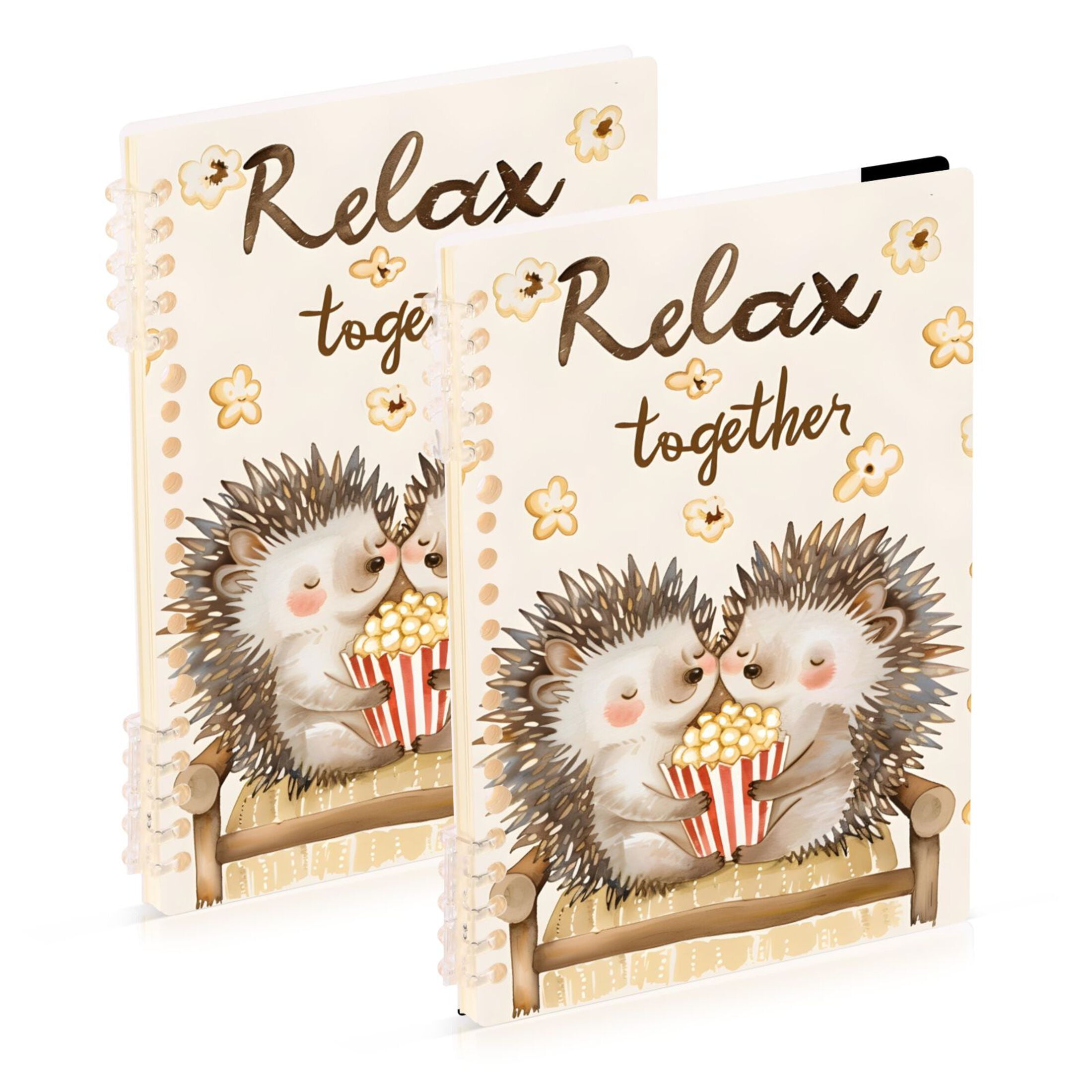 Hedgehogs Popcorn Ring Binder Notebook Journey Note Diary College Ruled ...