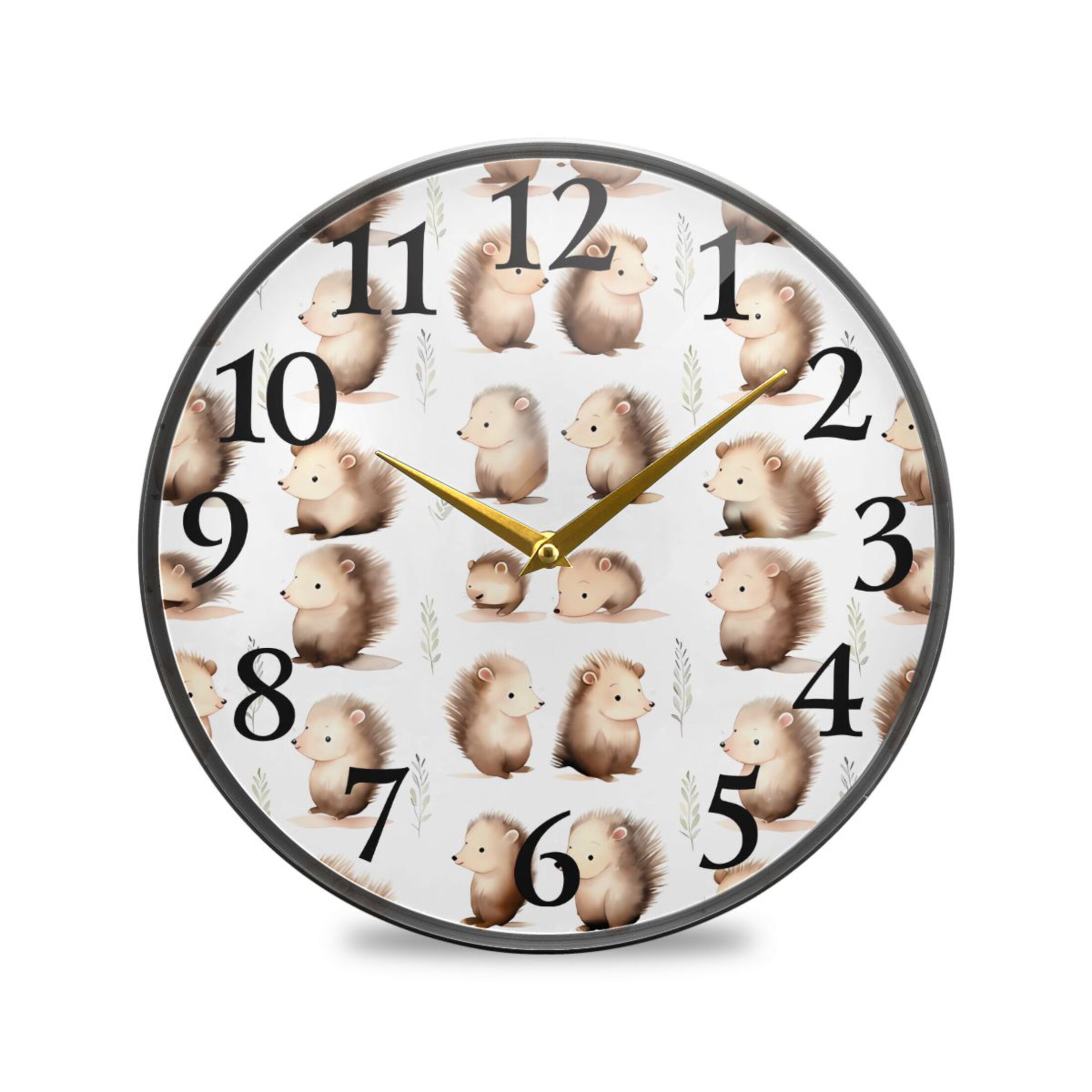 Hedgehogs Wall Clocks Battery Operated 9.5 Inch Round Clock Acrylic ...