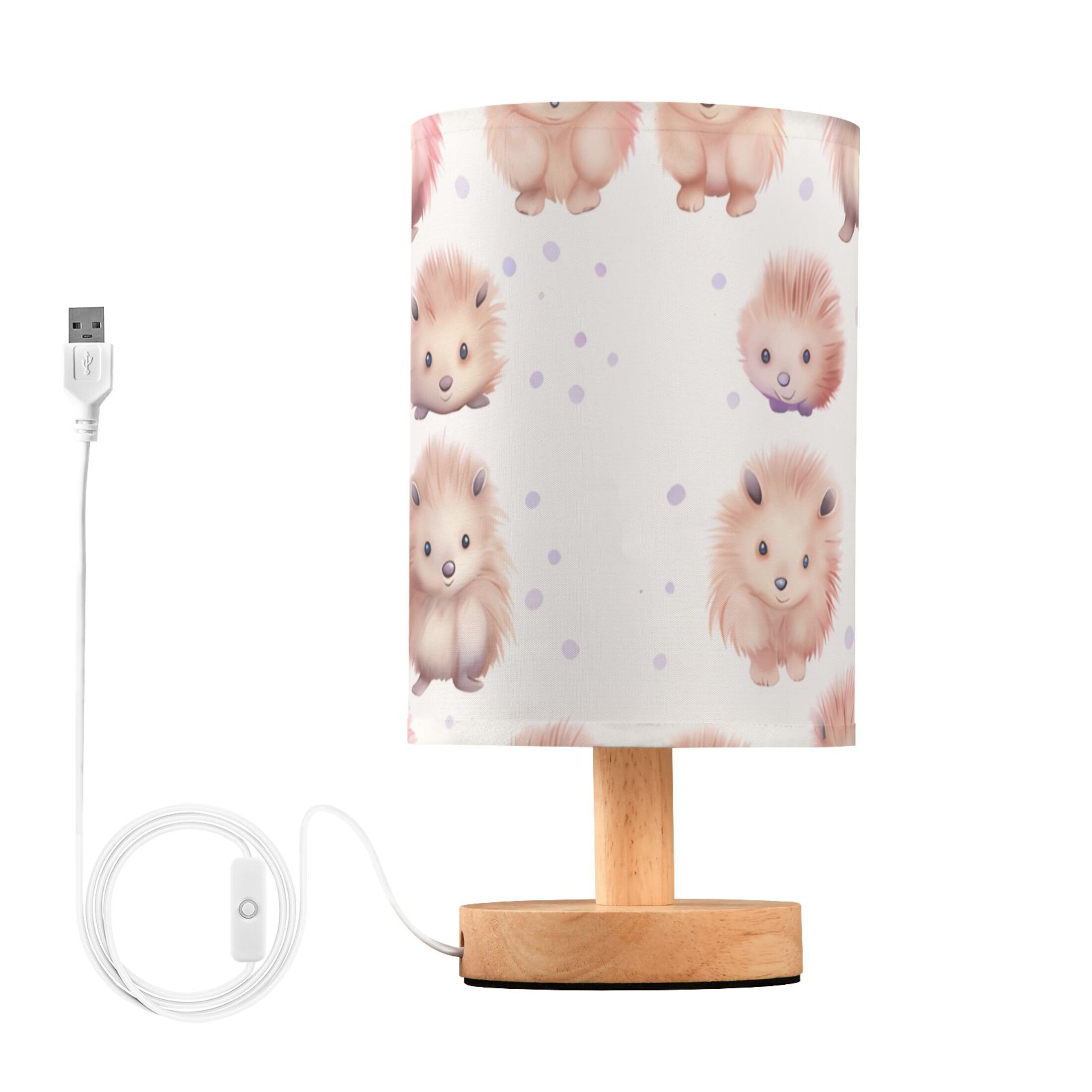 Hedgehogs with Dots Bedside Table Lamp LED Warm Lights with USB ...