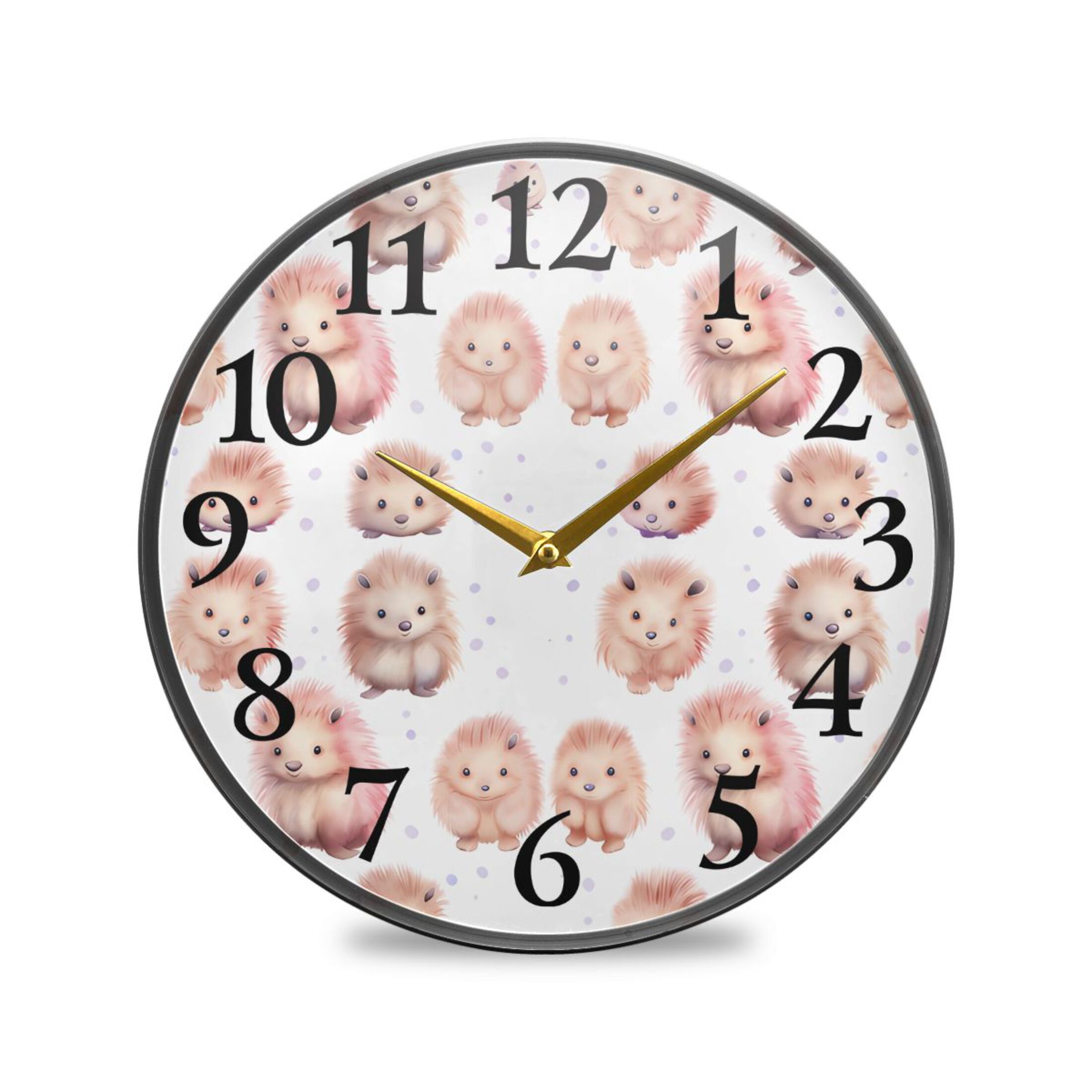 Hedgehogs with Dots Wall Clocks Battery Operated 9.5 Inch Round Clock ...