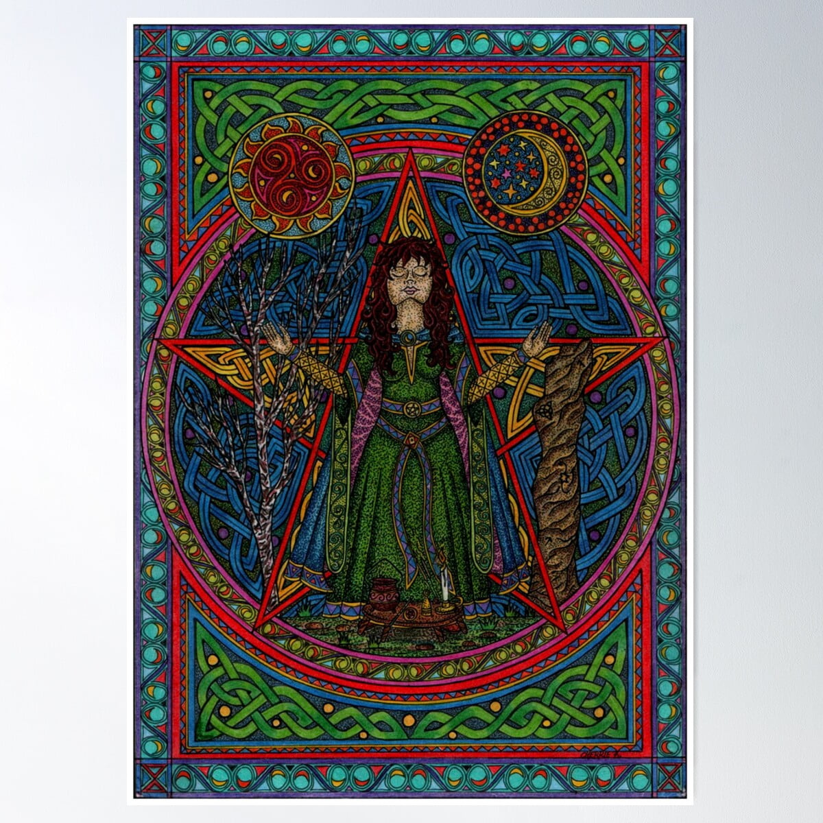 Hedgewitch Pentagram Poster Wall Art, Modern Wall Decor For Living Room ...