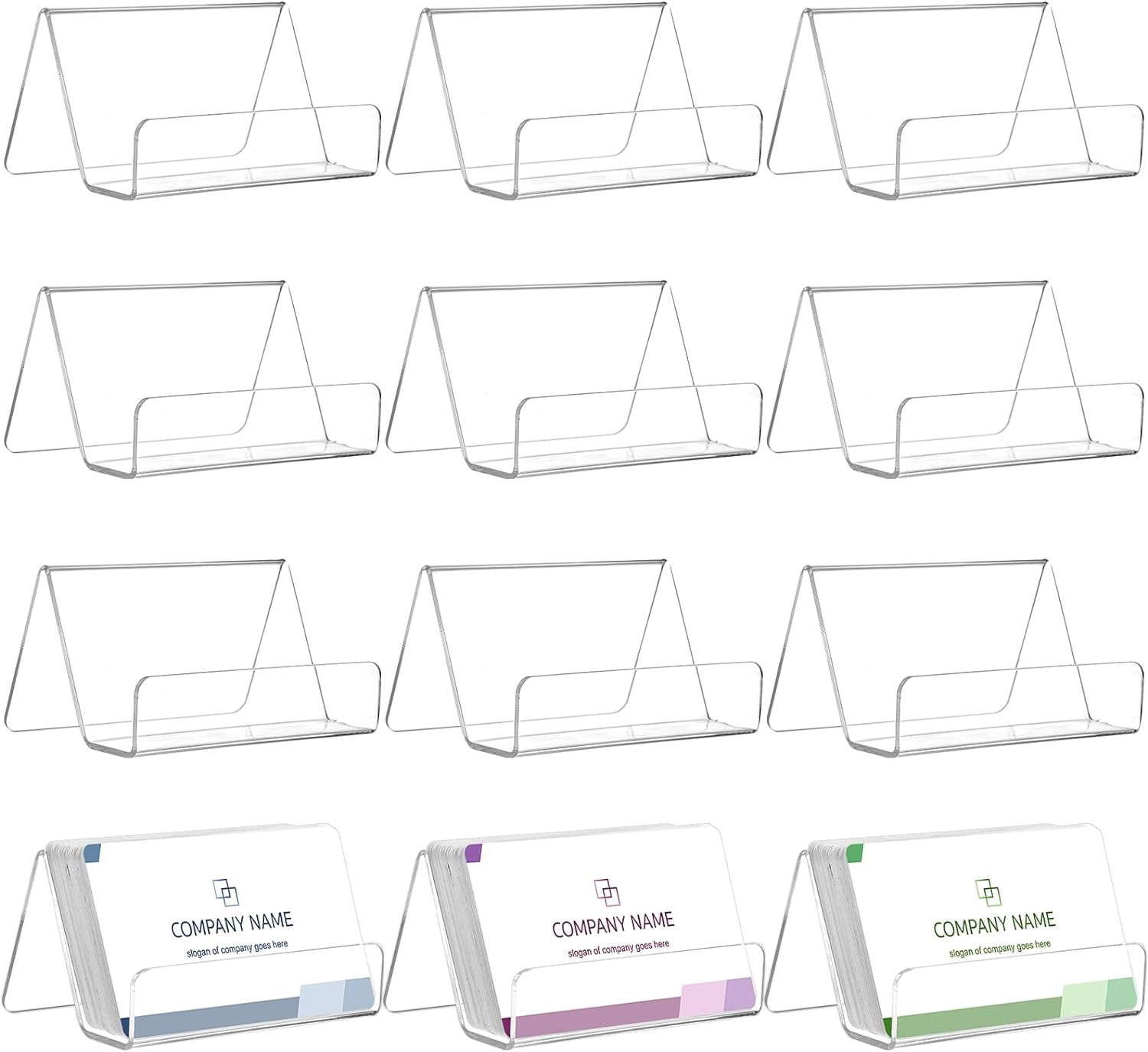 Hedume 12 Pack Business Card Holder for Desk, Office Acrylic Business ...