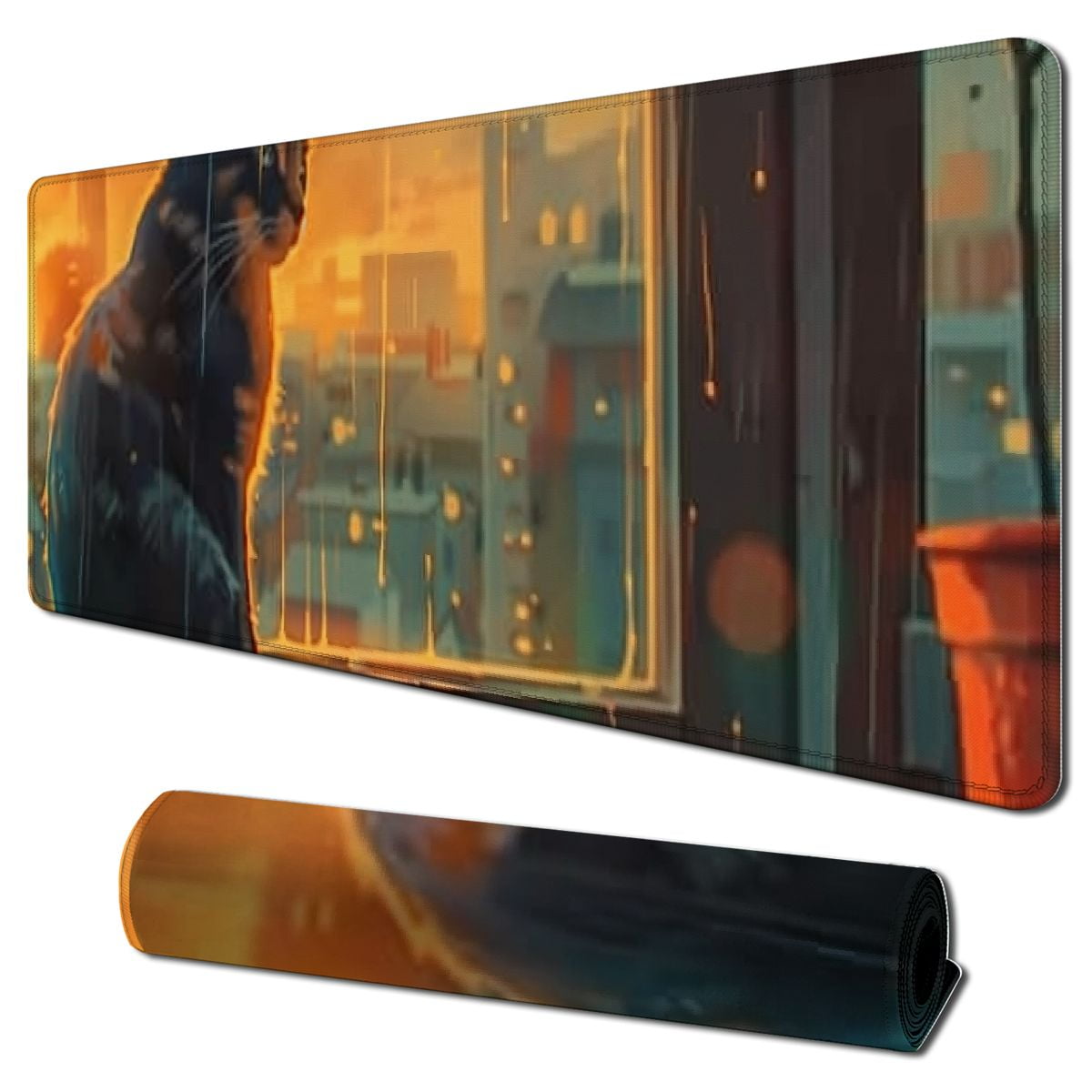 Heduofu Black Cat Gaming Mouse Pad XL Cute Anime Pattern Extended Large ...