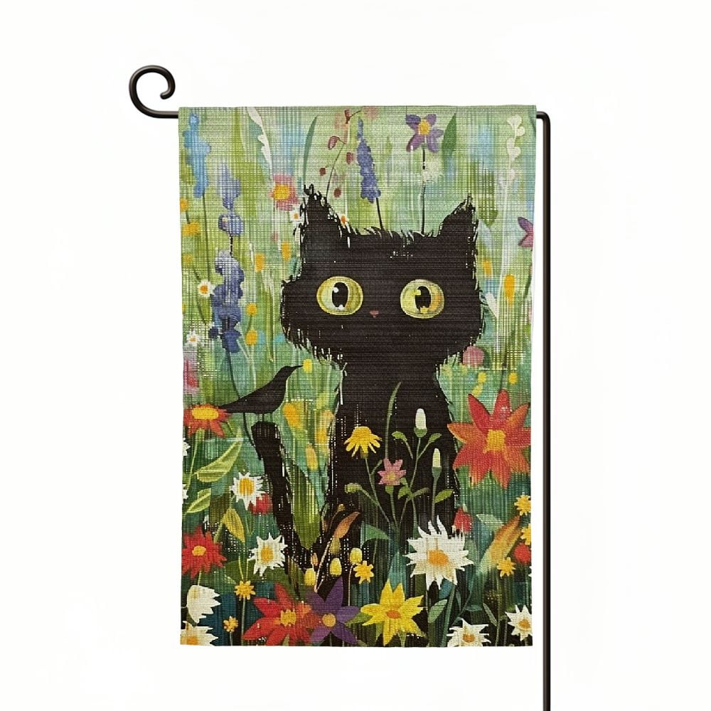 Heduofu Black Cat Garden Flag for Outside Spring Summer Garden Flag for ...