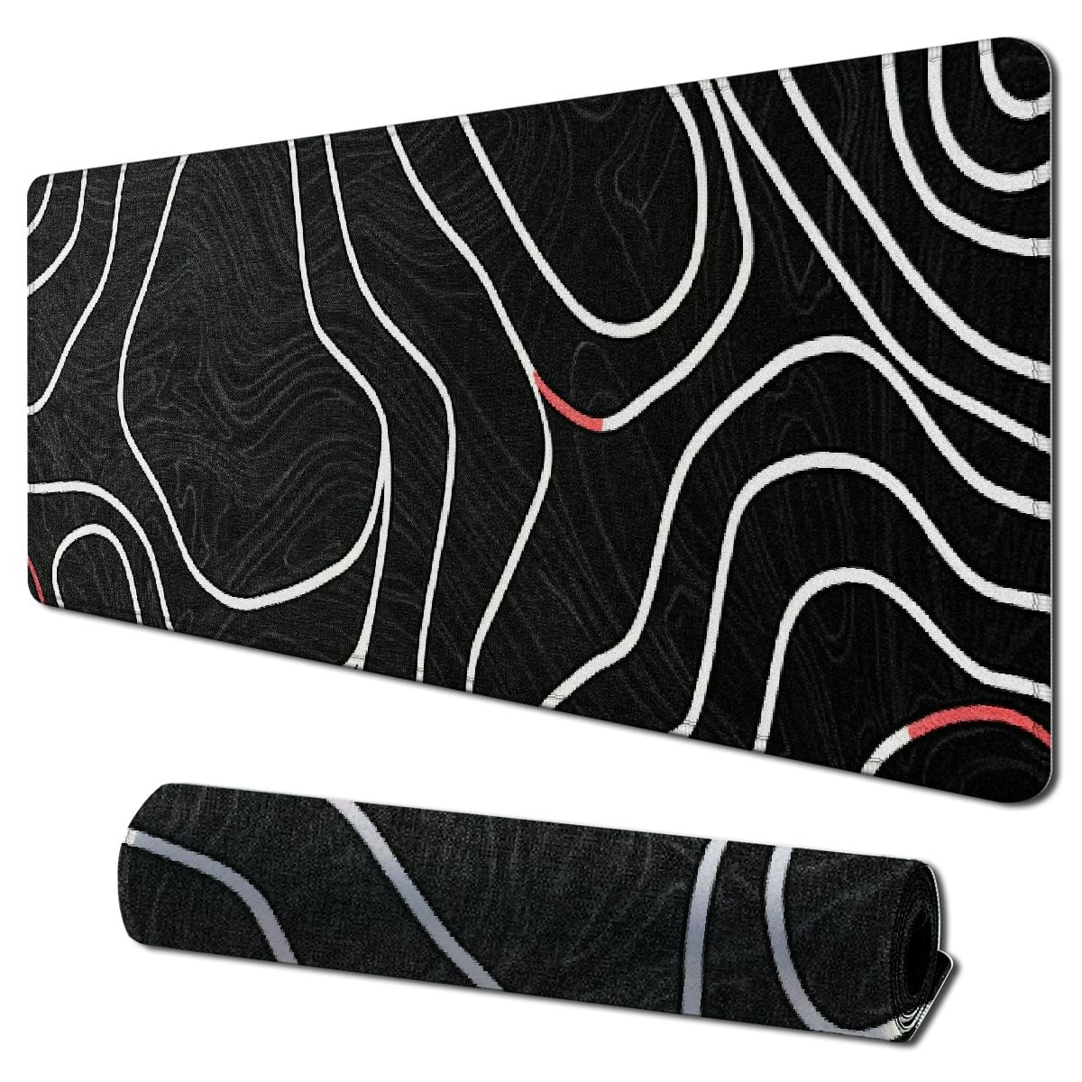 Heduofu Black Topography Contour Gaming Mouse Pad Large Anime ...