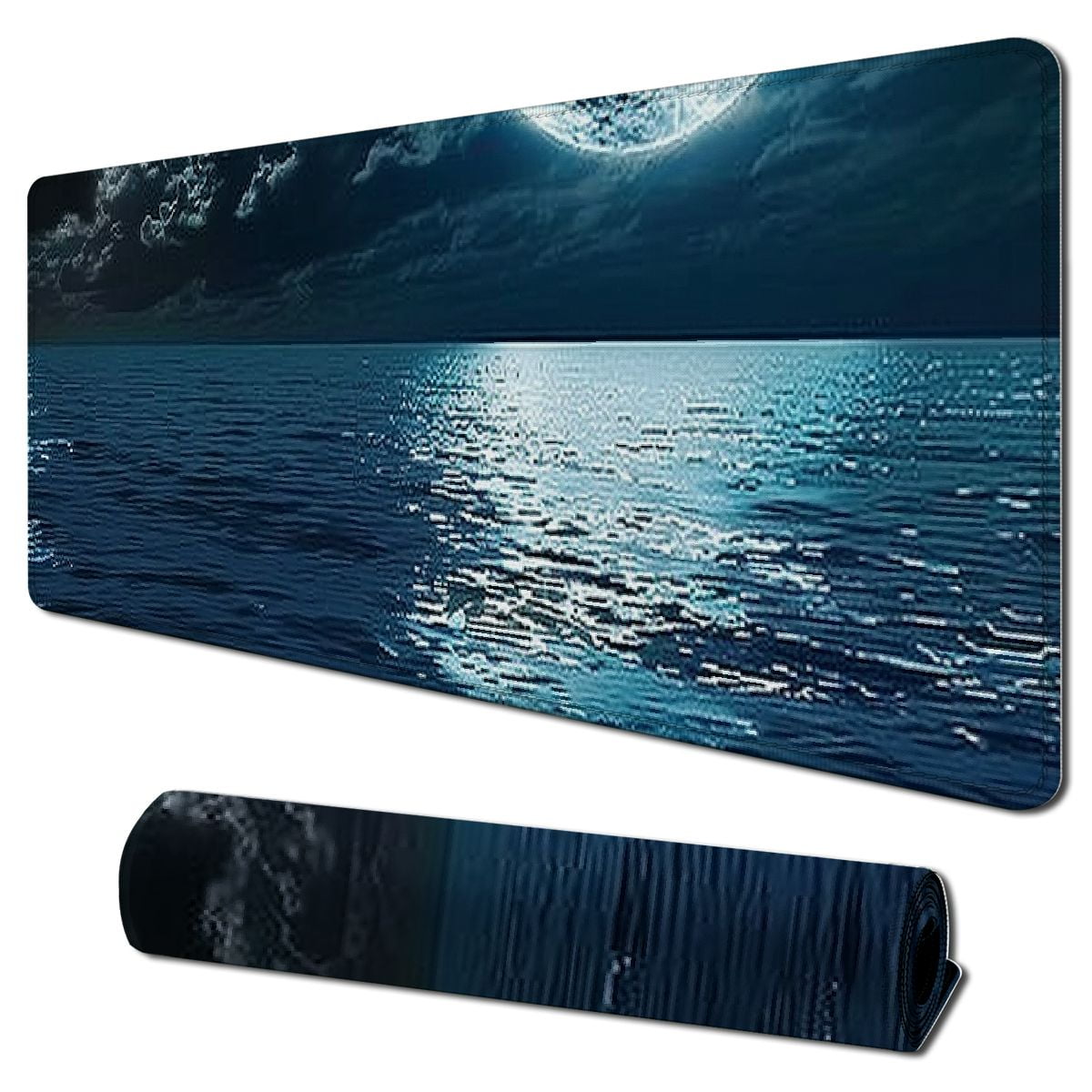 Heduofu Blue Seascape Desk Mat, Moon Sea Ocean Mouse Pad Wrist Support ...