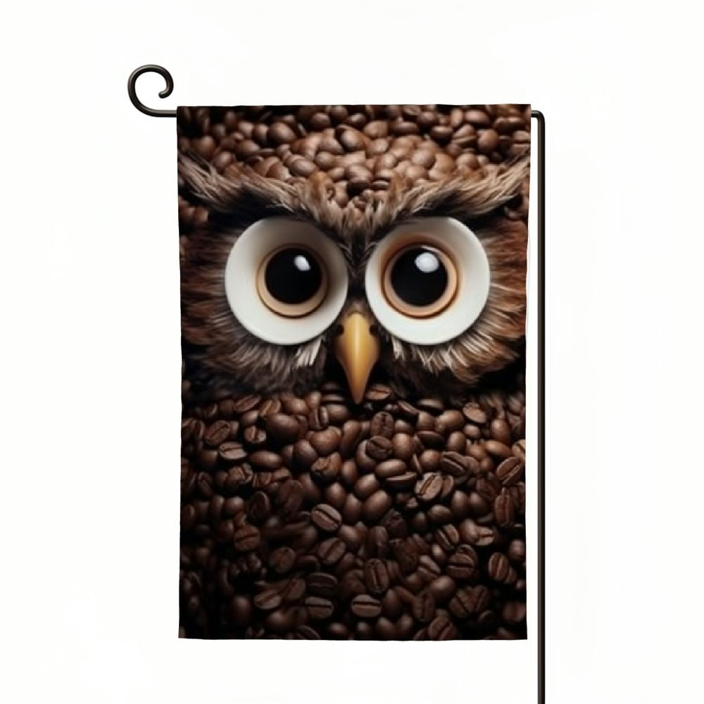 Heduofu Coffee bean owl Garden Flag Vertical Double Sided Yard Flag ...