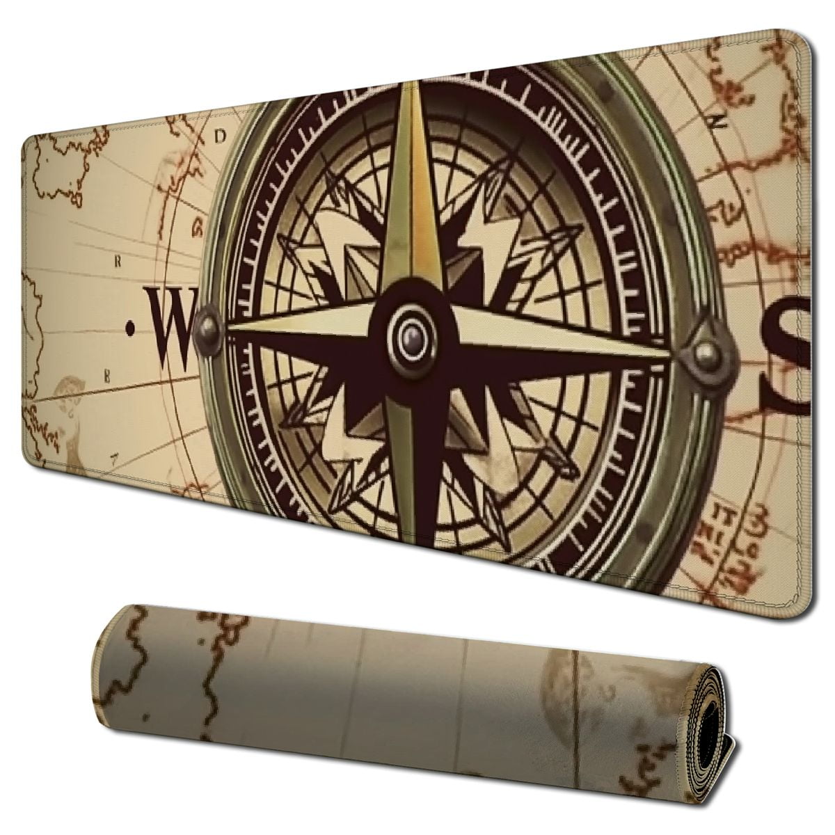 Heduofu Compass Mouse Pad Vintage Wind Road Map E N W S Direction ...