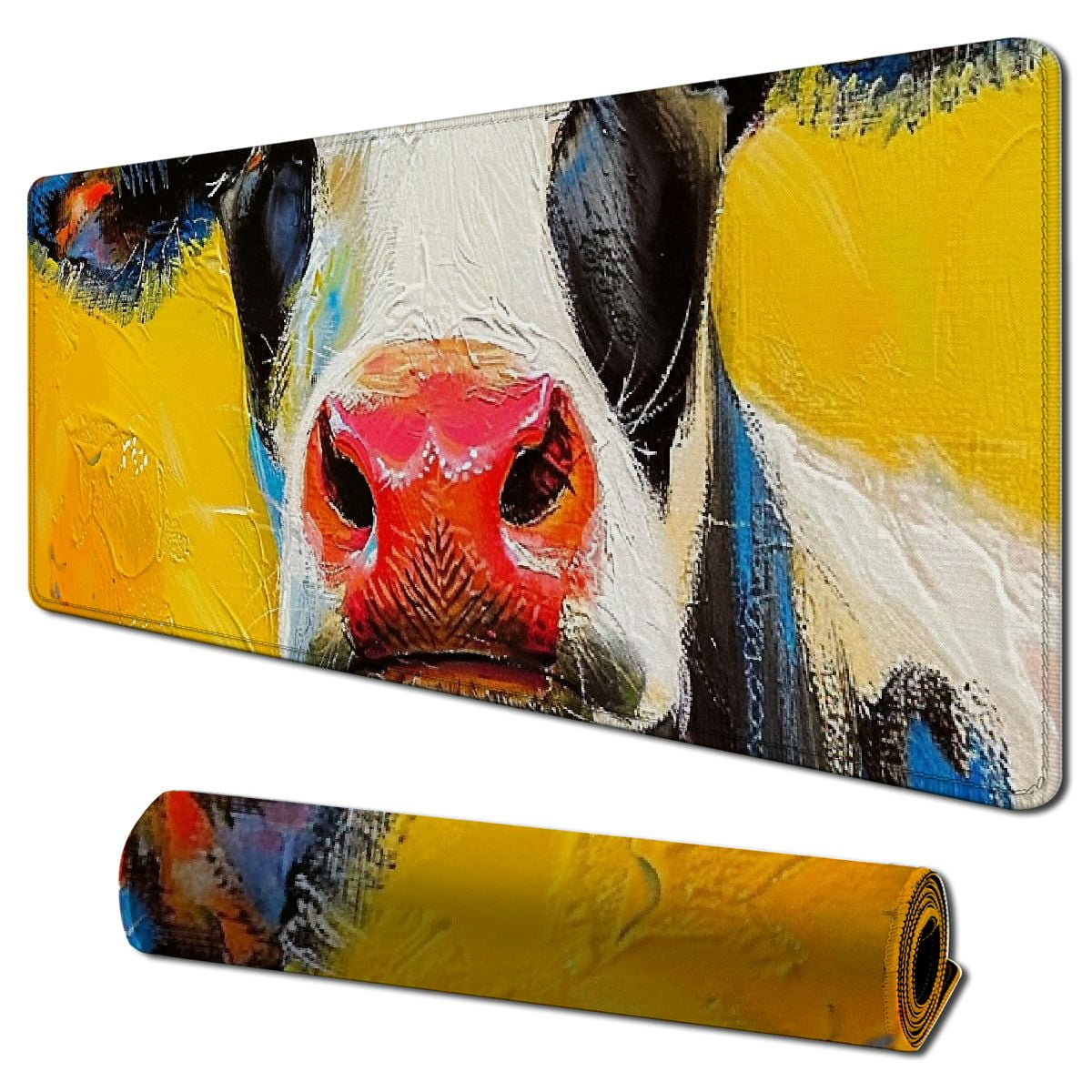 Heduofu Cow Portrait Modern Art Oil Painting Design Mouse Pad Non-Slip ...